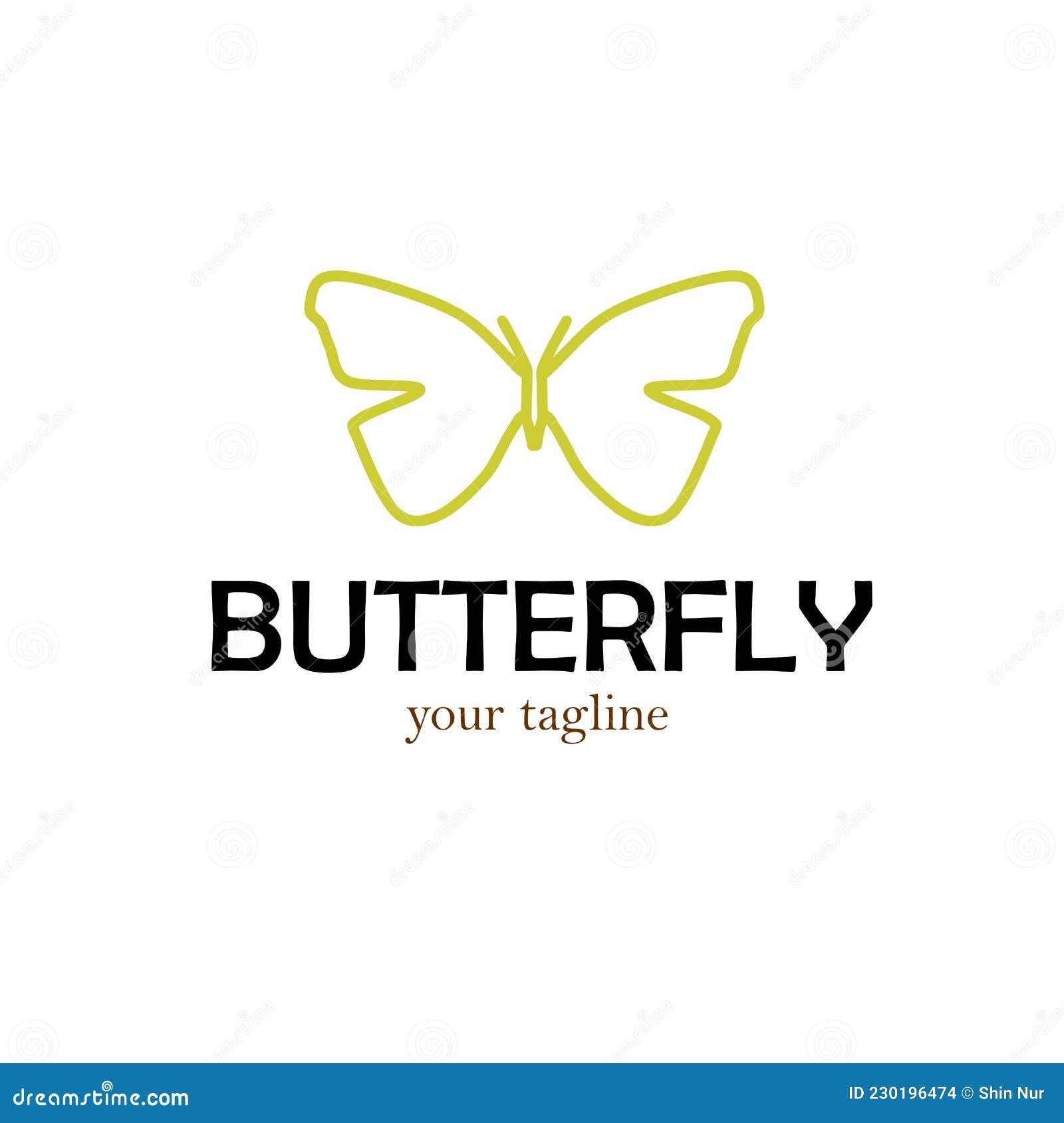 The yellow butterfly logo stock vector. Illustration of symbol - 230196474