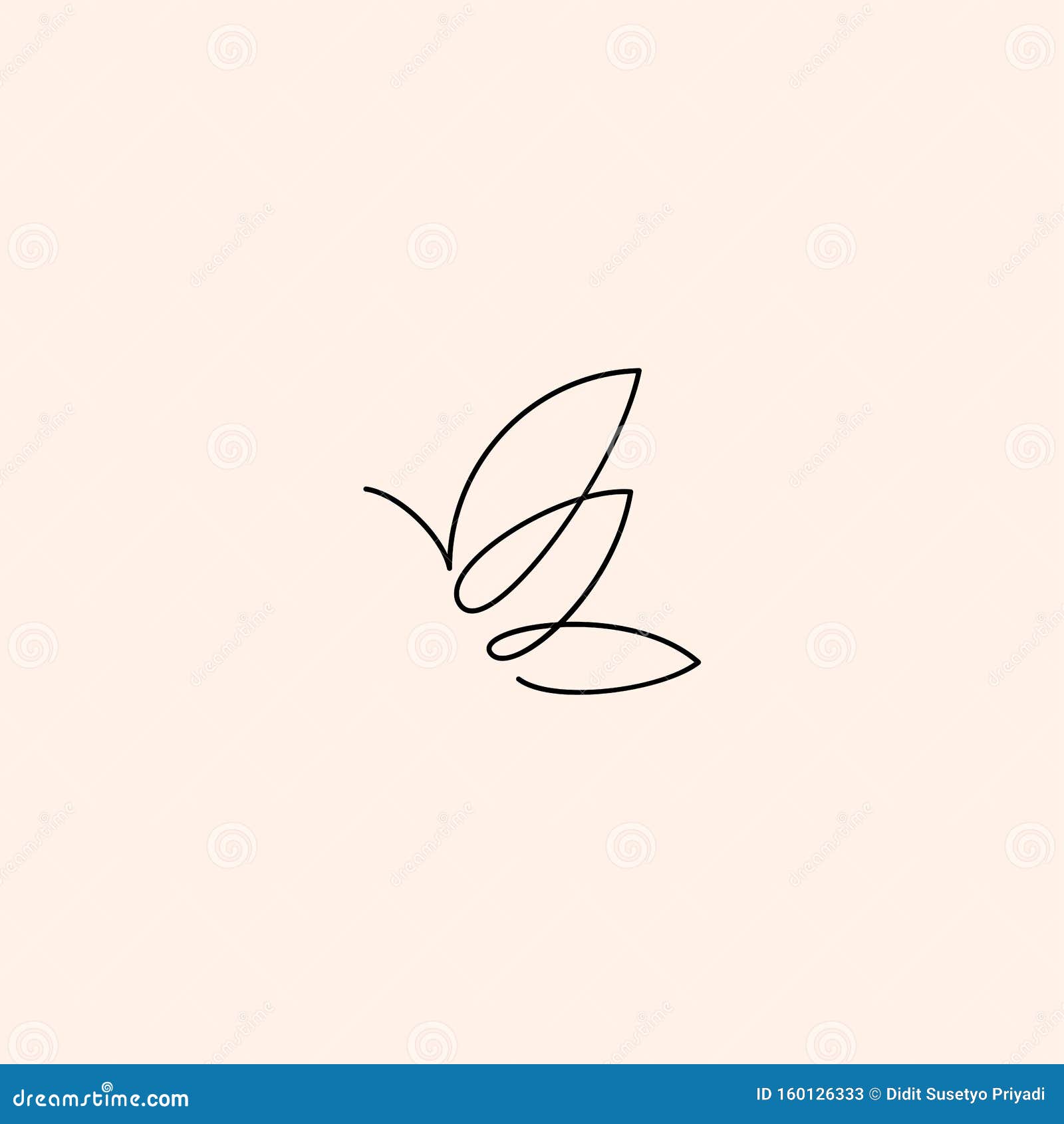 Butterfly Logo Vector Line Outline Monoline Stock Vector Illustration