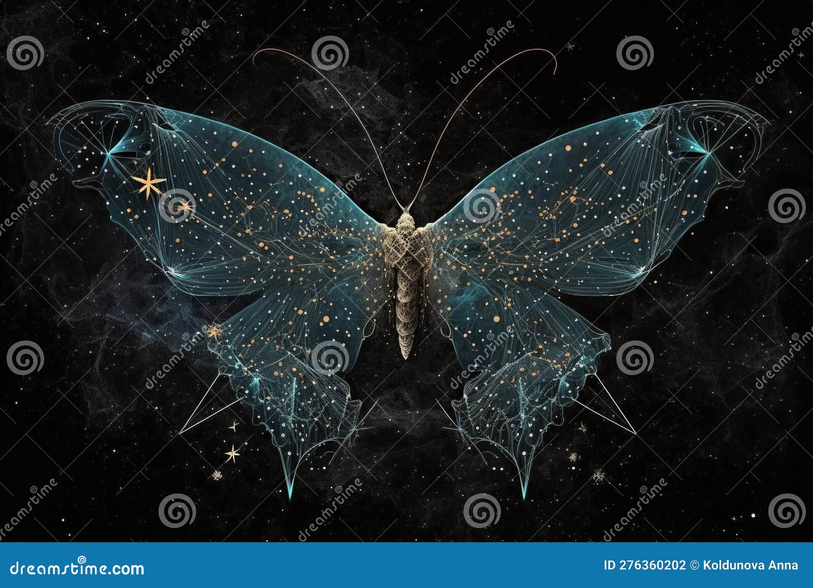 Butterfly Made of Constellations, Created with Generative AI Technology ...