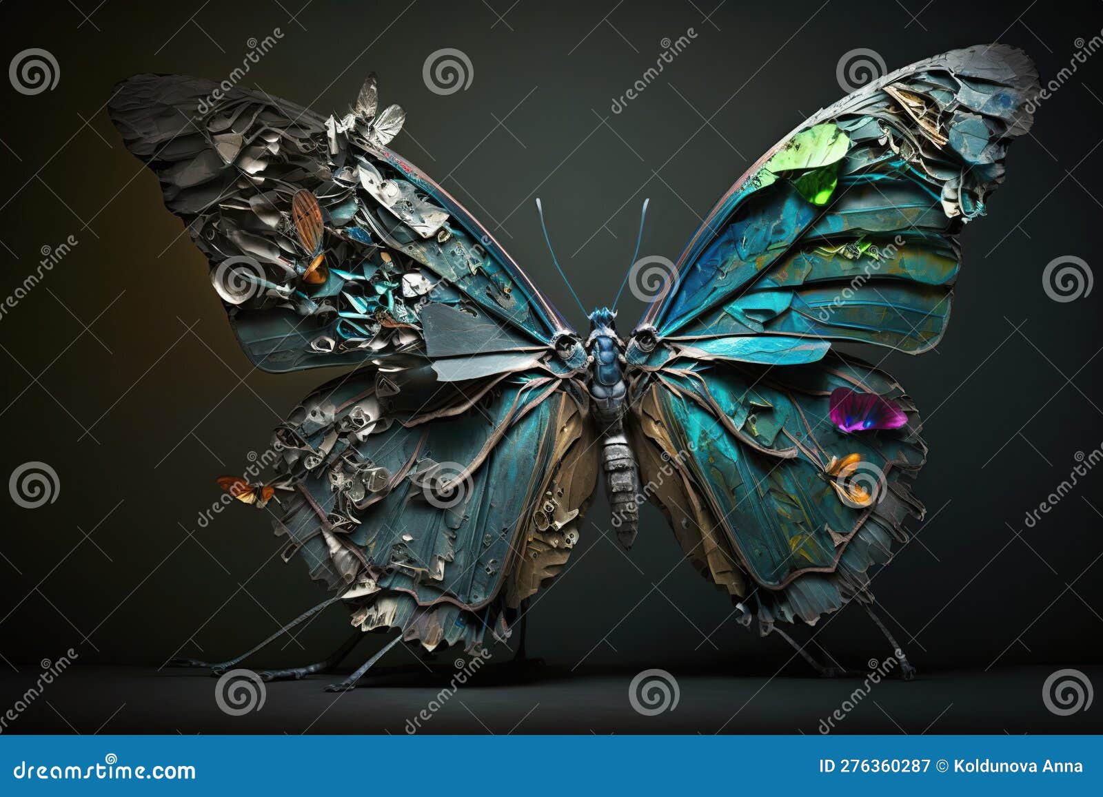 Butterfly Made of Garbage, , Created with Generative AI Technology ...