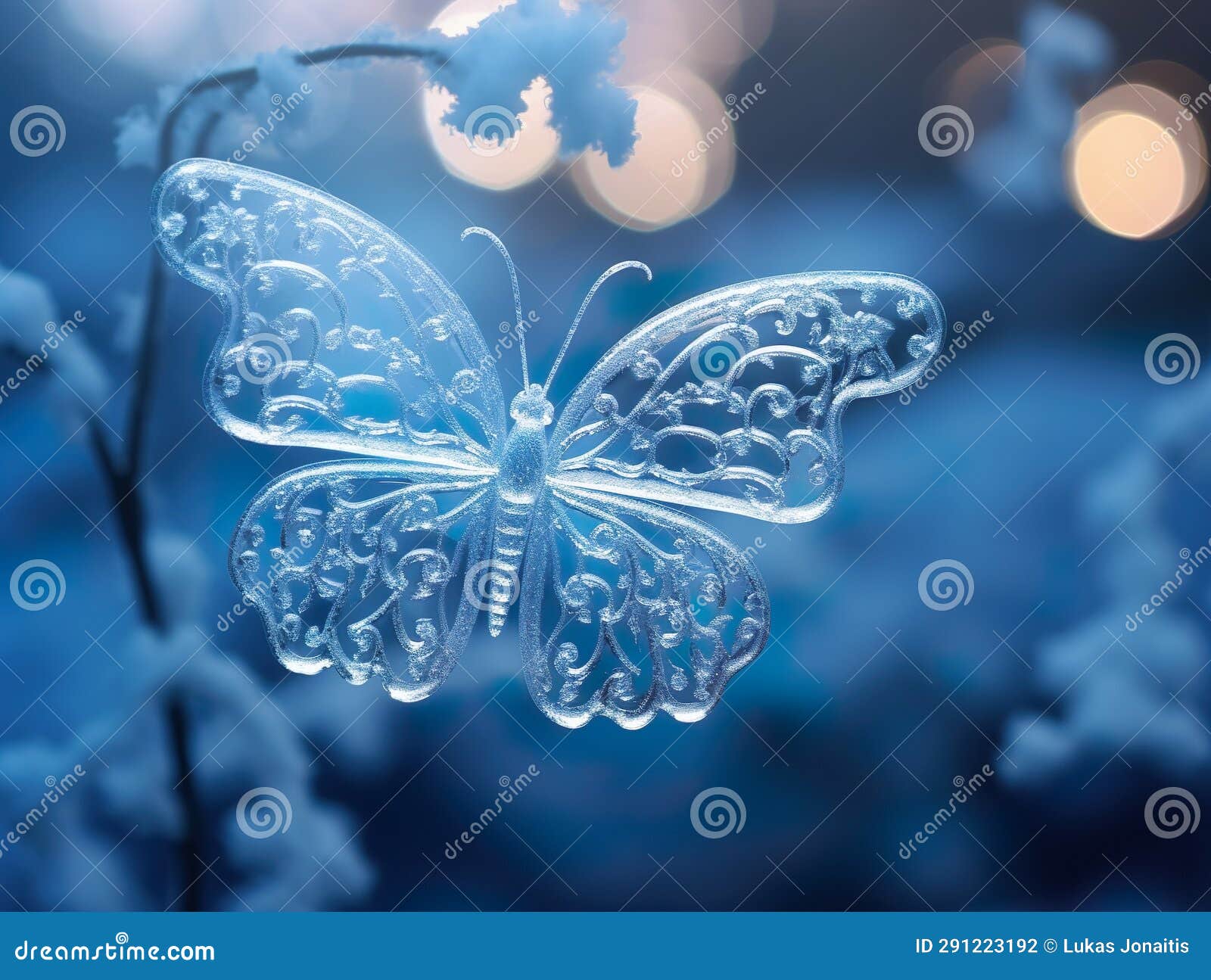 Butterfly Made of Ice. Winter Butterfly Concept Stock Illustration ...