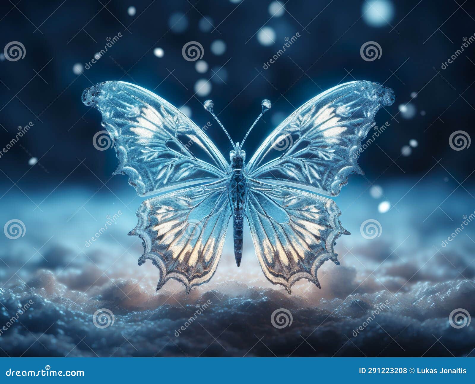 Butterfly Made of Ice. Winter Butterfly Concept Stock Illustration ...