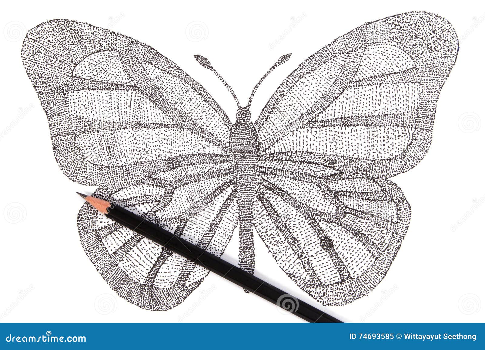 Butterfly Made with Pattern of Dots. Stock Image - Image of engraving ...