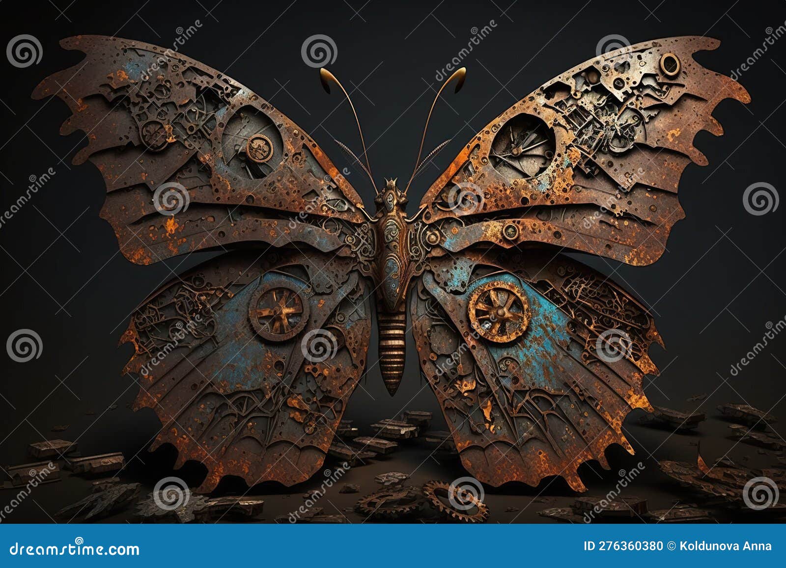 Butterfly Made of Rust, Created with Generative AI Technology Stock ...