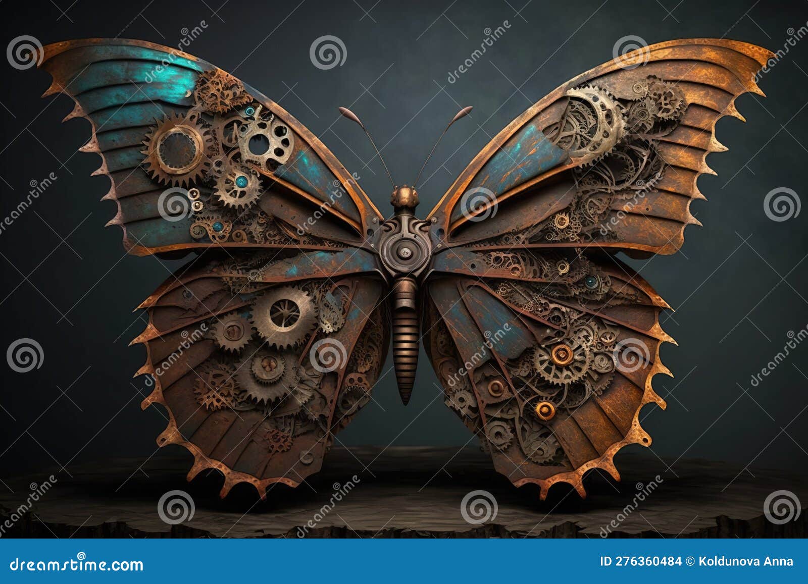 Butterfly Made of Rusty Cogwheel, Created with Generative AI Technology ...