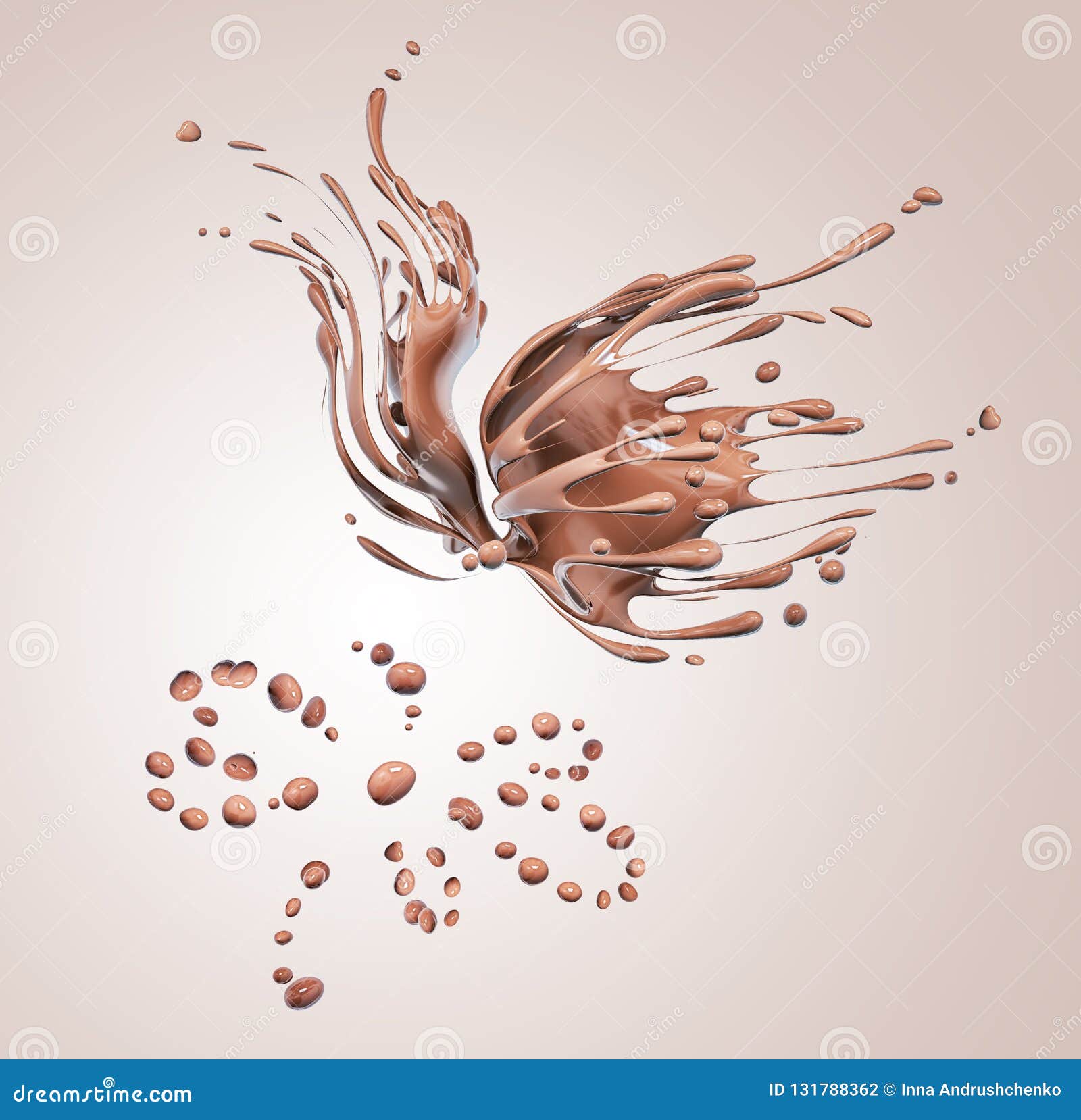 Butterfly Made of Splashing Chocolate Abstract Background, 3d Rendering ...