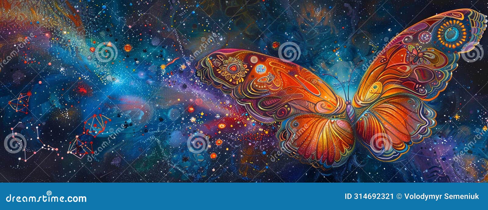 Butterfly Magic Golden Butterflies in Celestial Art Stock Illustration ...