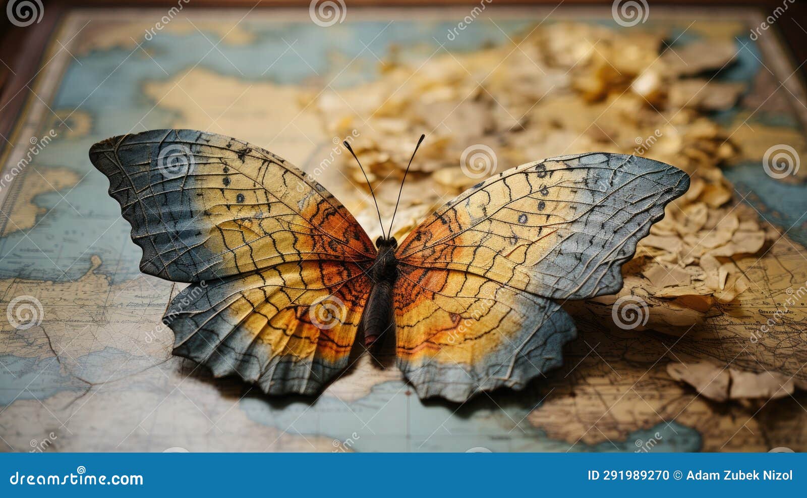 A butterfly on a map stock illustration. Illustration of navigation ...
