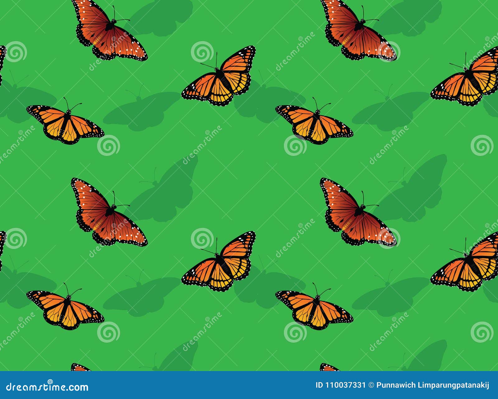 Butterfly Monarch Background Seamless Wallpaper Stock Vector ...