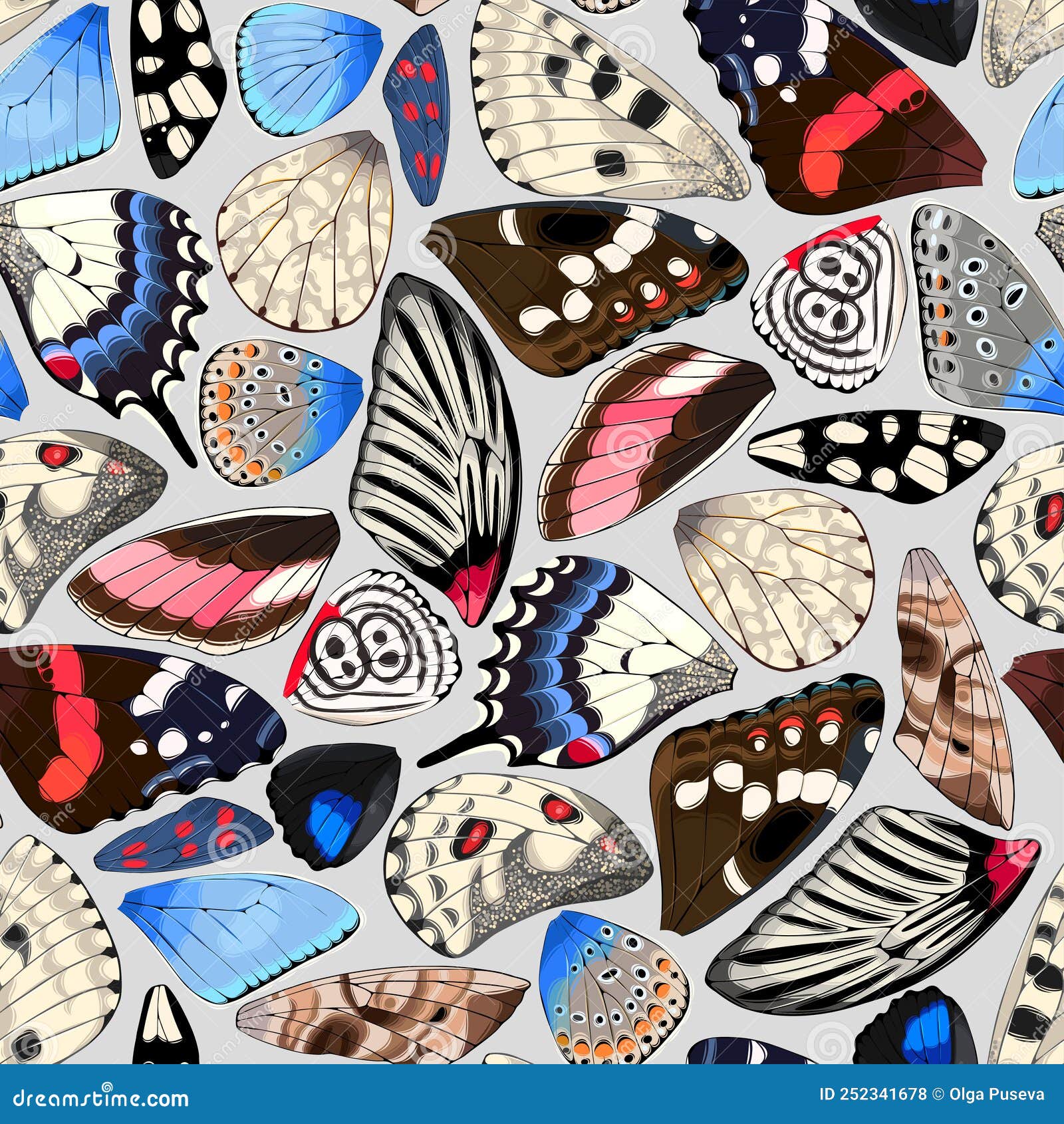 Butterfly and Moth Wings Vector Seamless Pattern Stock Vector ...