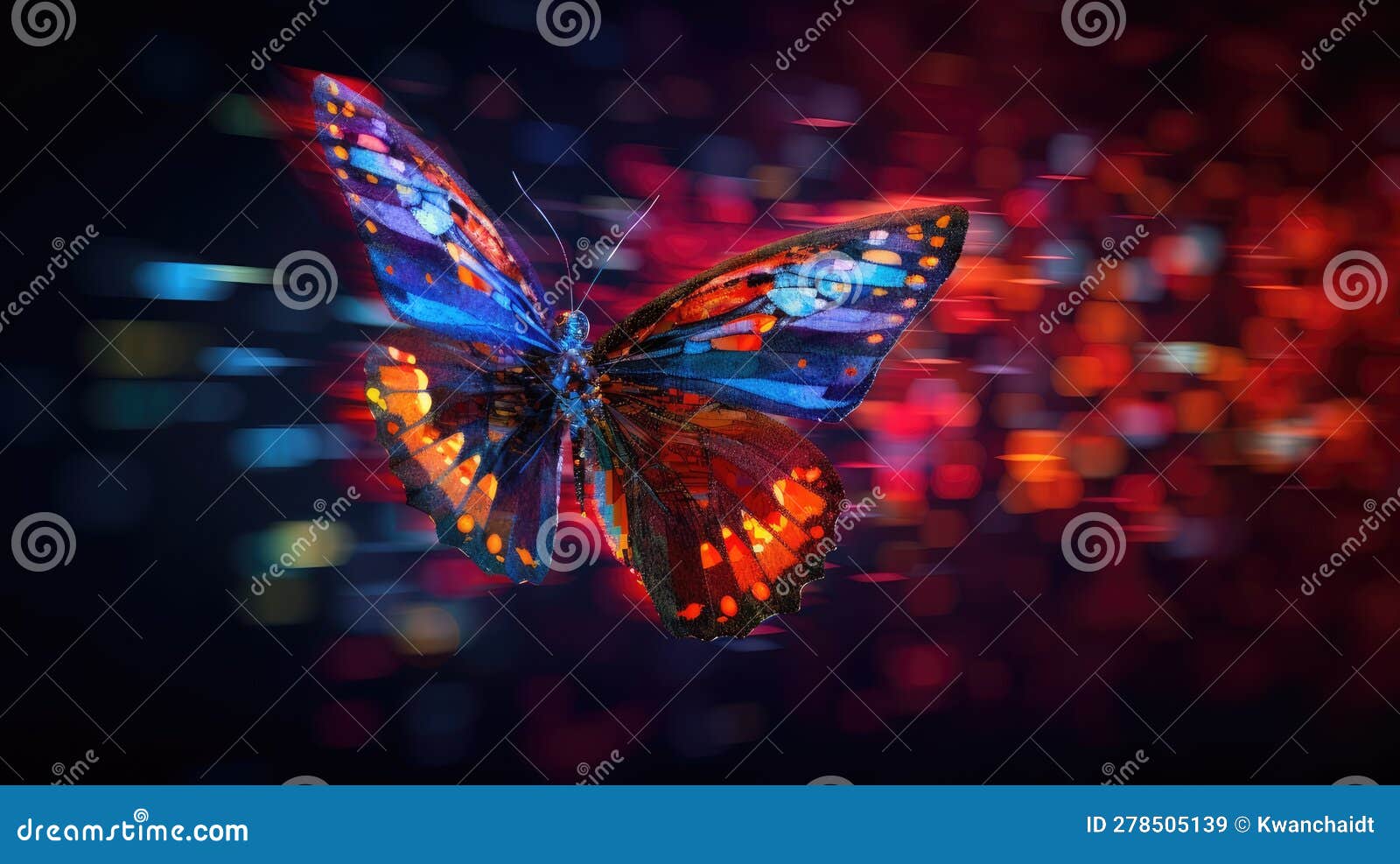 A Butterfly with Multiple Pixels Vivid Color, Generative AI Stock ...