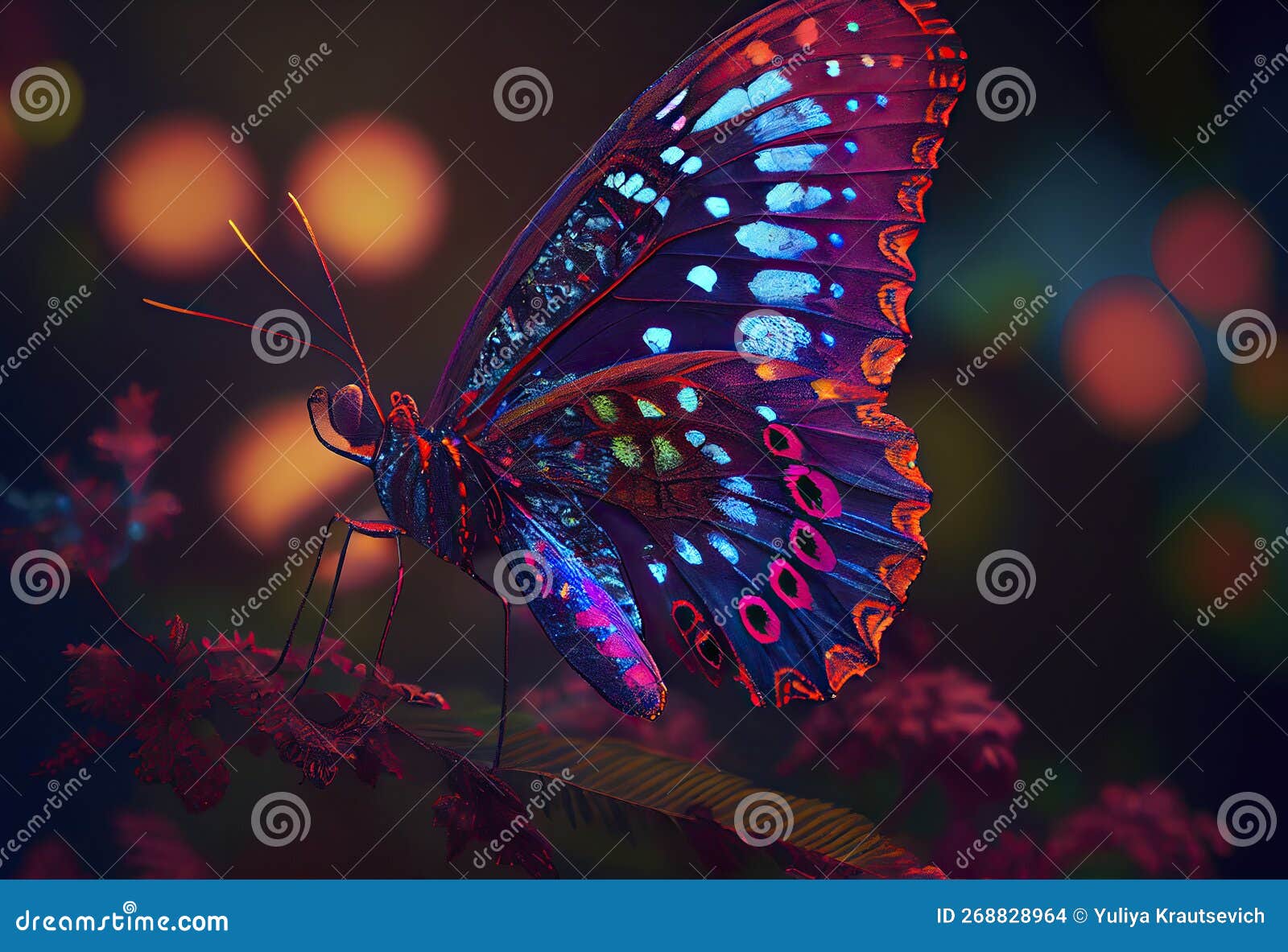 Butterfly, Neon Colors. Generative AI Stock Illustration - Illustration ...