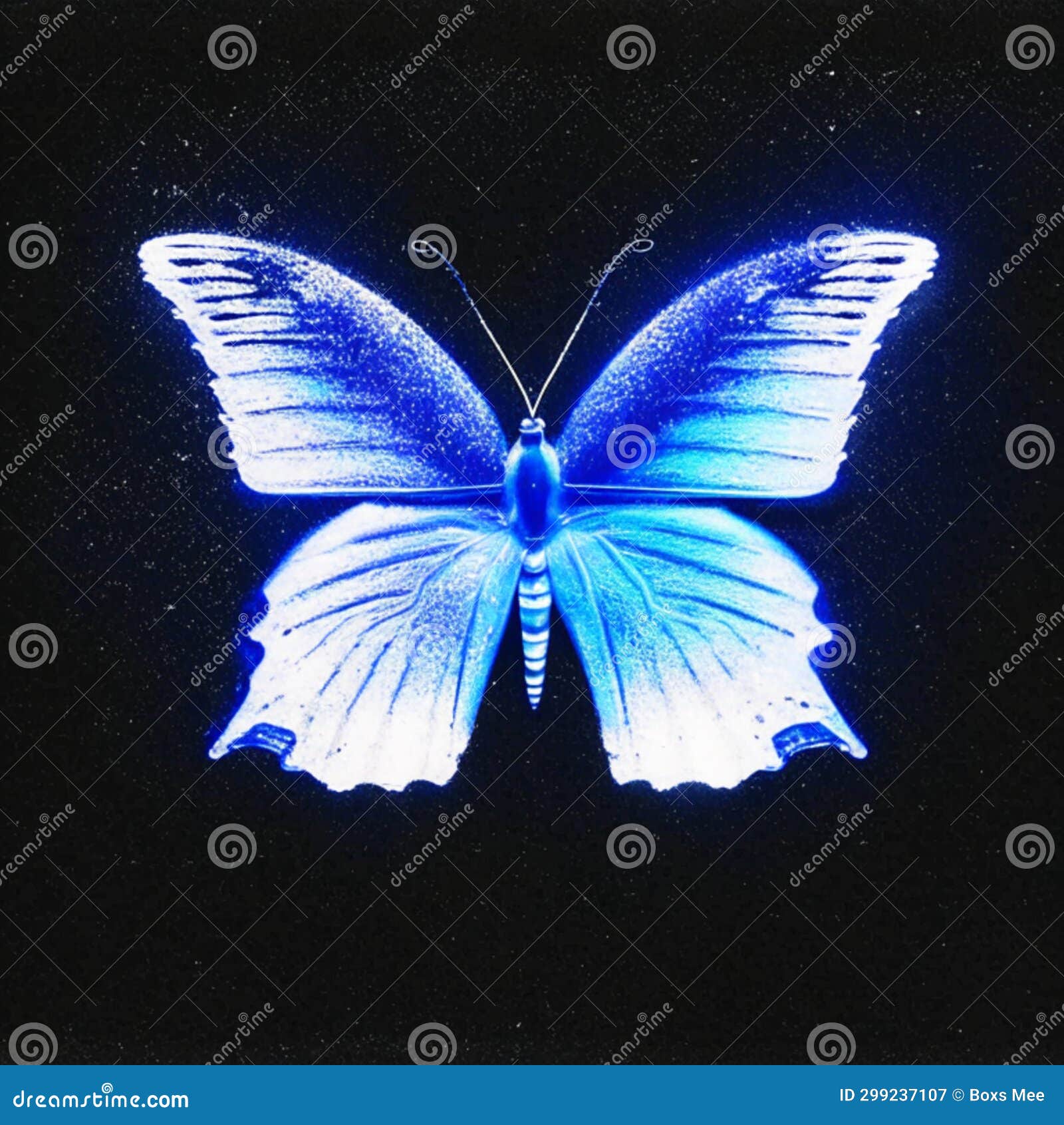 Butterfly in Neon Light on a Dark Background. 3d Rendering Generative ...