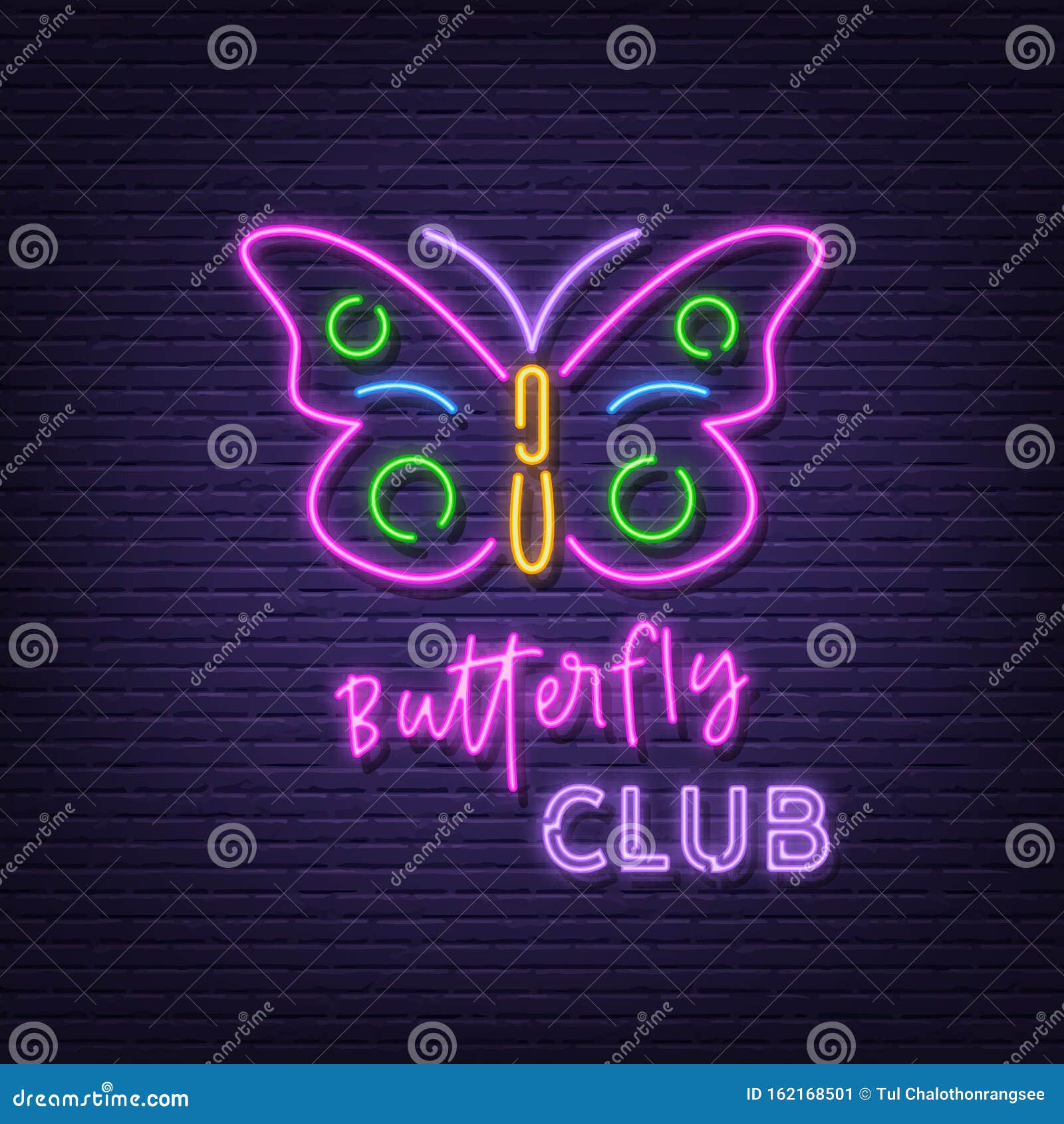 Butterfly neon signboard stock vector. Illustration of vector - 162168501