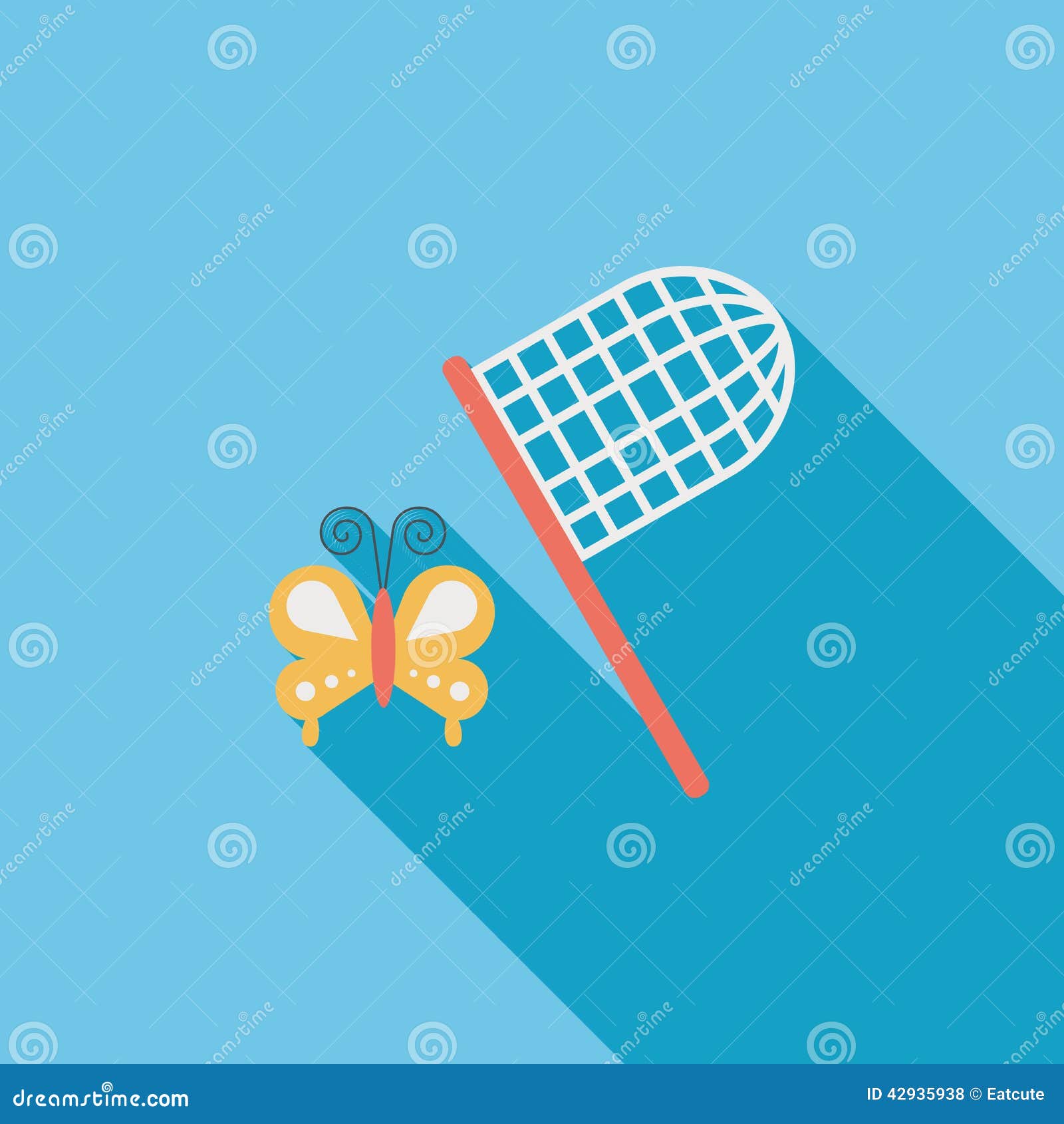 Butterfly Net Flat Icon with Long Shadow Stock Vector - Illustration of ...