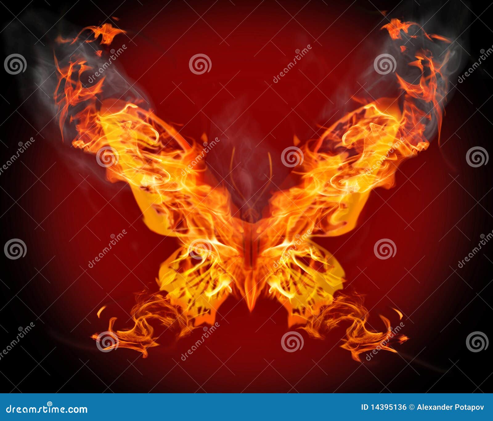 Butterfly in orange flame stock illustration. Illustration of color ...