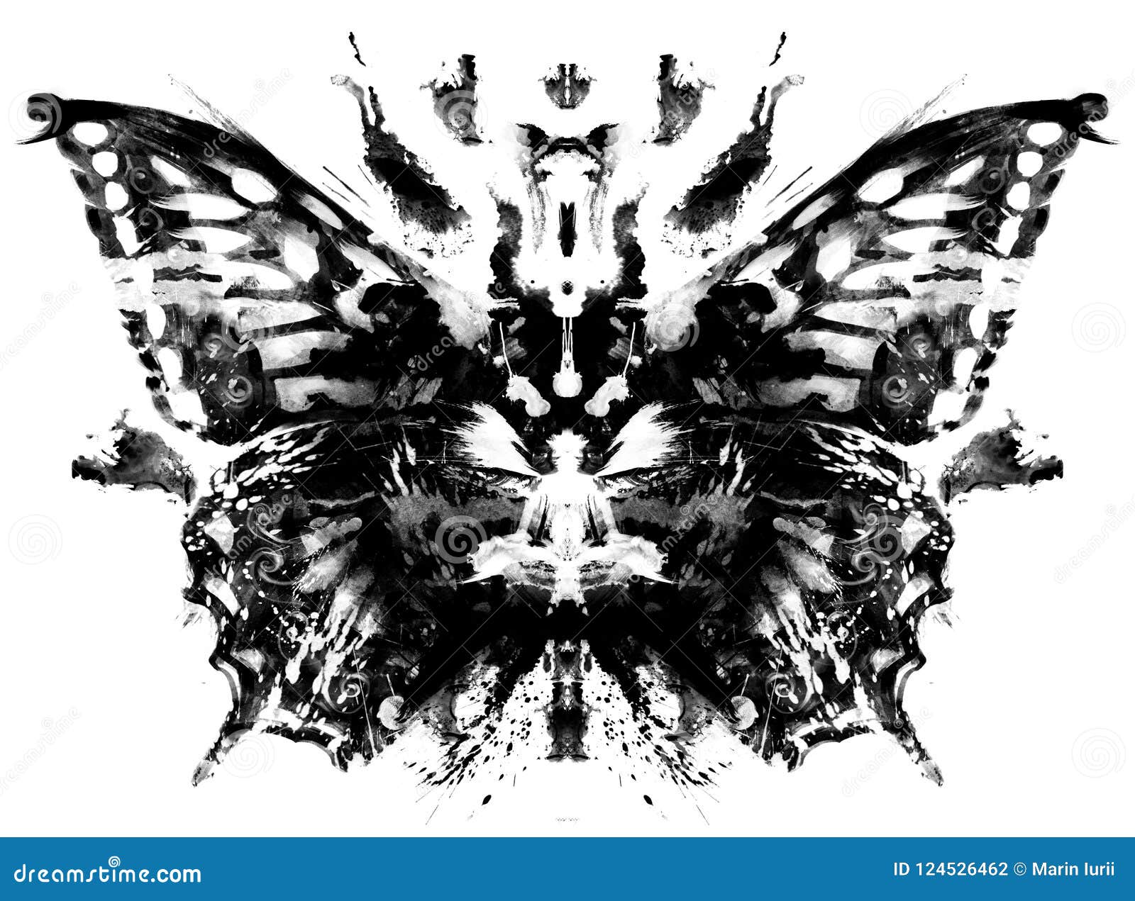 Butterfly Pattern Rorschach Test Style Stock Illustration ...