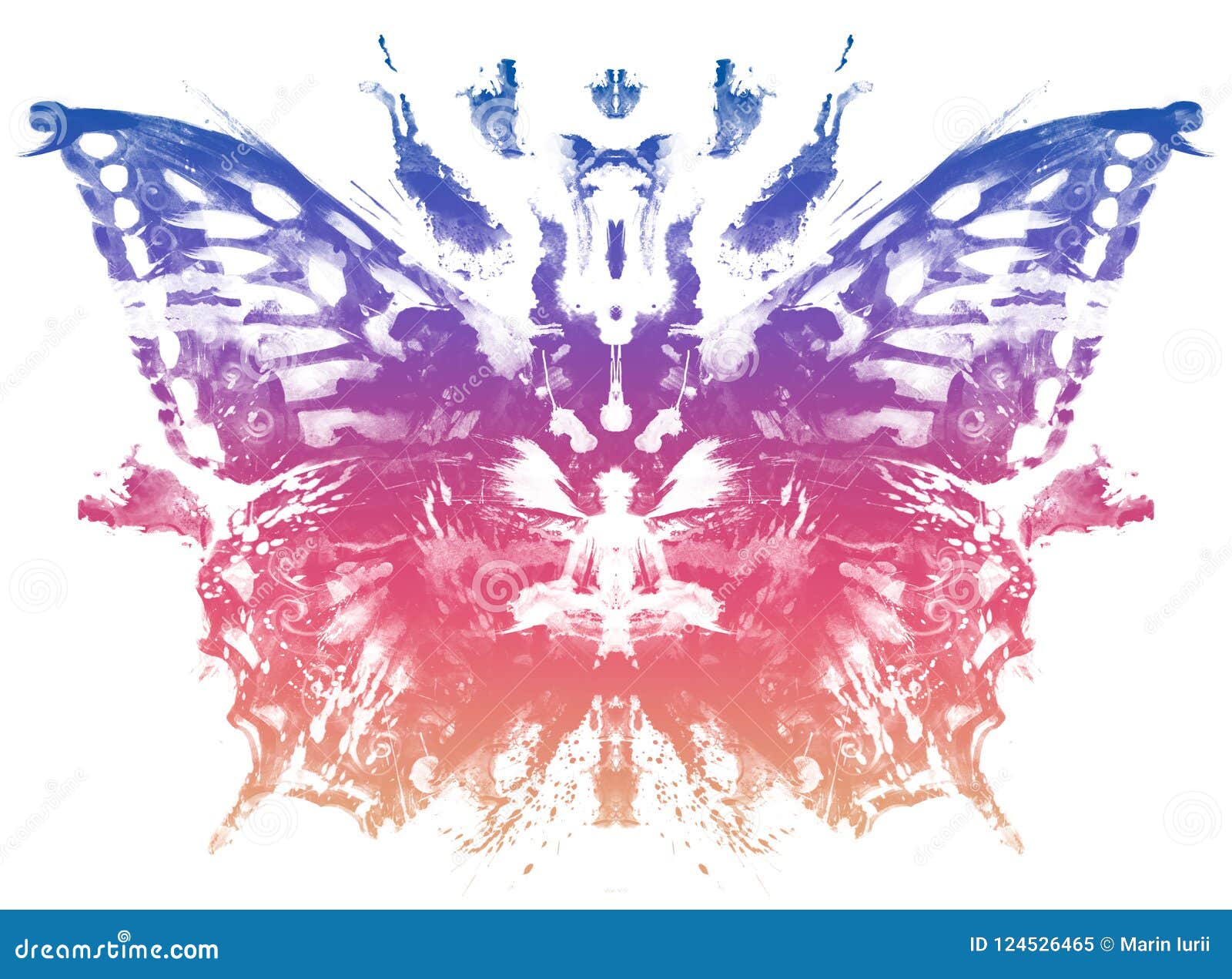 Rorschach Test Isolated On White Illustration, Random Abstract Blue ...