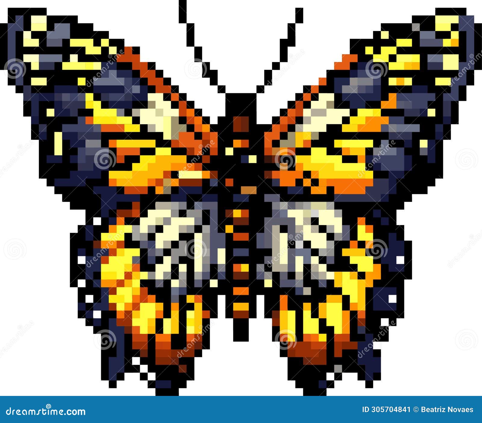Butterfly Pixel Art Icon Isolated Retro Style Stock Illustration ...