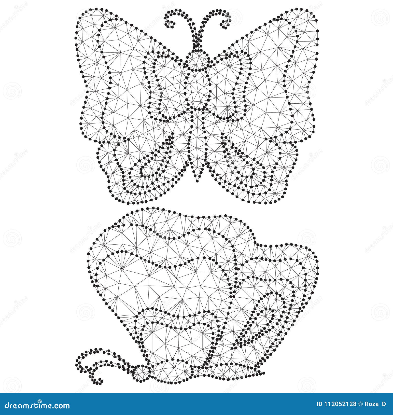 2 Butterfly, Polygon, Black-white Stock Vector - Illustration of ...