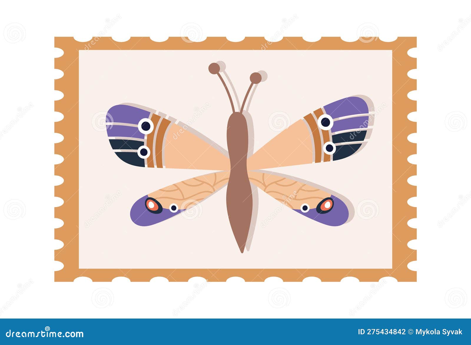 Butterfly Postage Stamp stock vector. Illustration of vector - 275434842