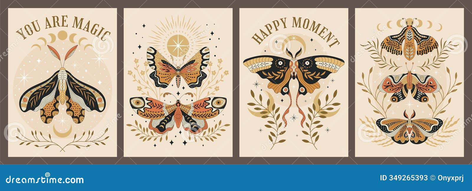 Butterfly Poster. Decorative Placards with Beautiful Flying Butterfly ...