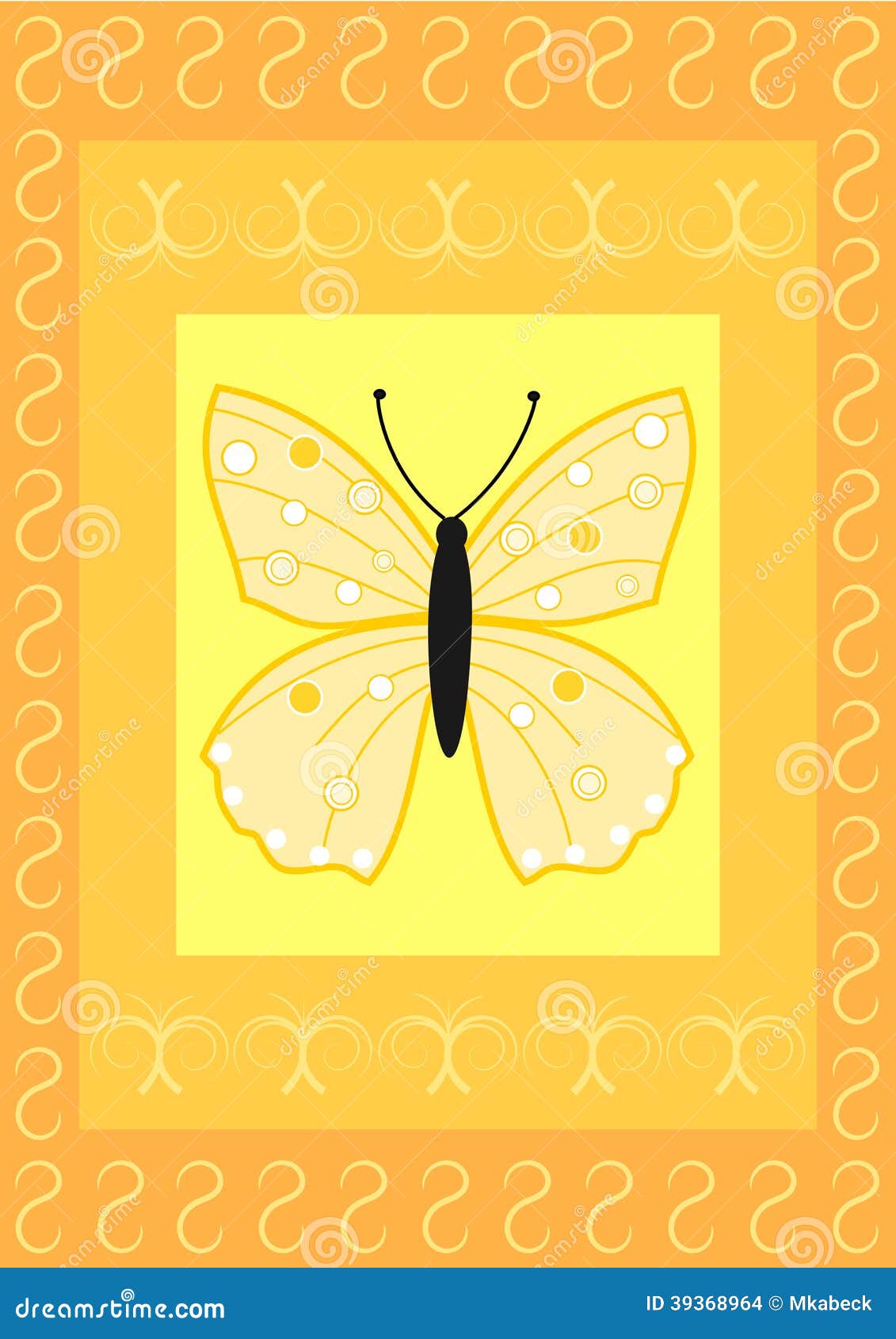 Butterfly on Rectangles with Flourish Pattern Stock Illustration ...