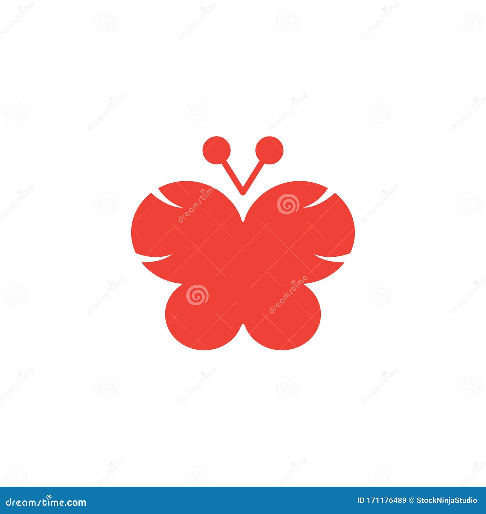 Butterfly Red Icon on White Background. Red Flat Style Vector ...