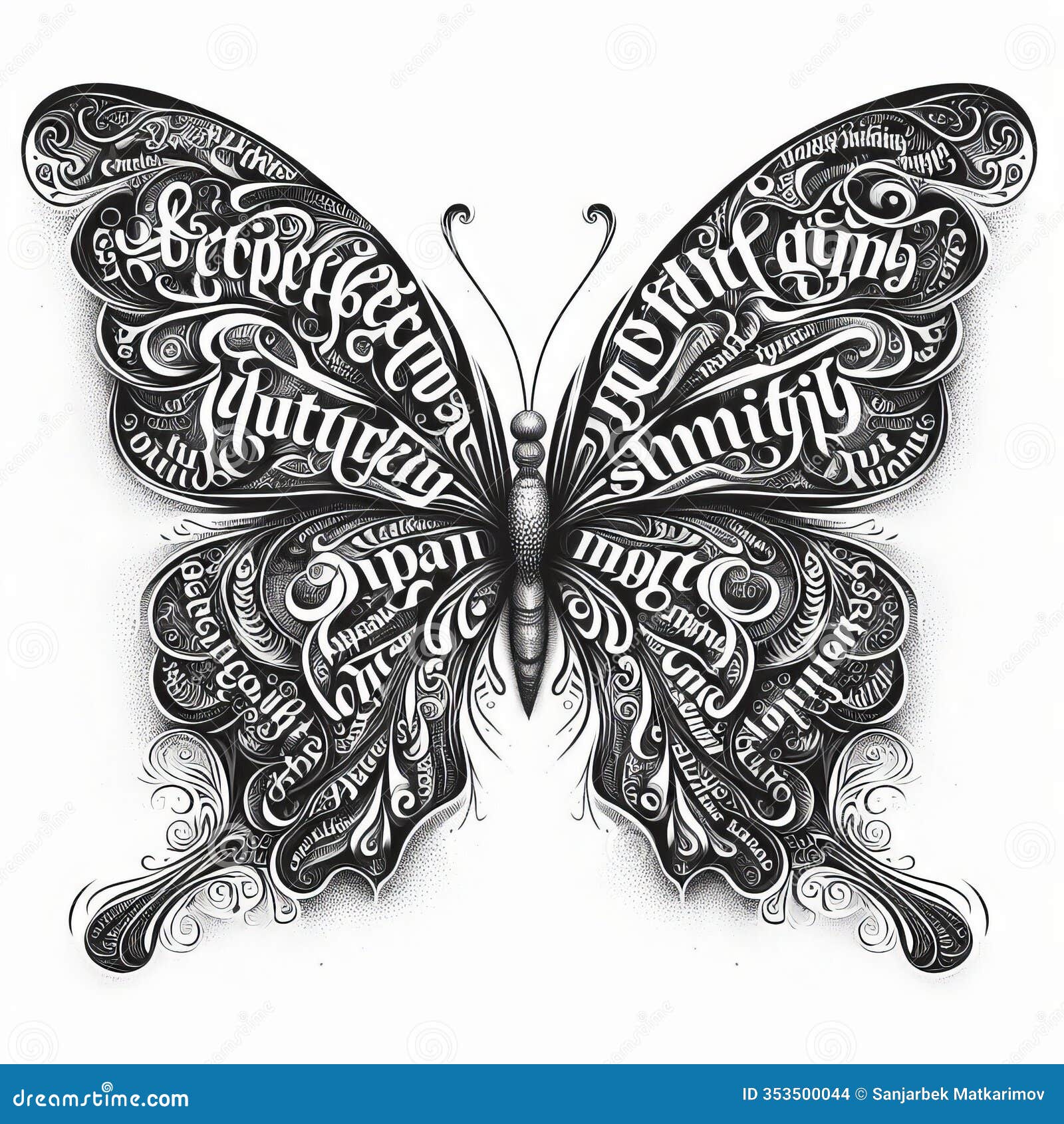 Butterfly Script N Words Evolving into Butterflies Their Wings P Stock ...