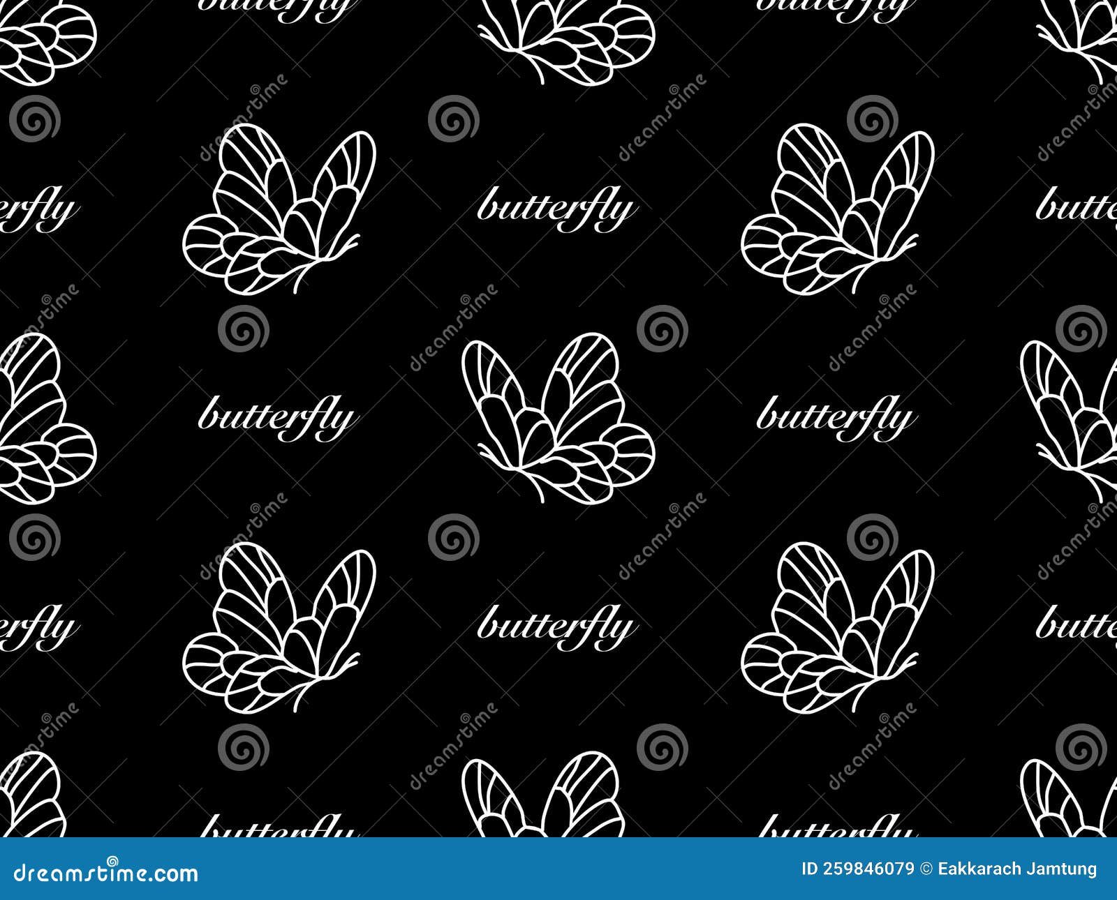 Butterfly Seamless Pattern on Black Background Stock Illustration ...