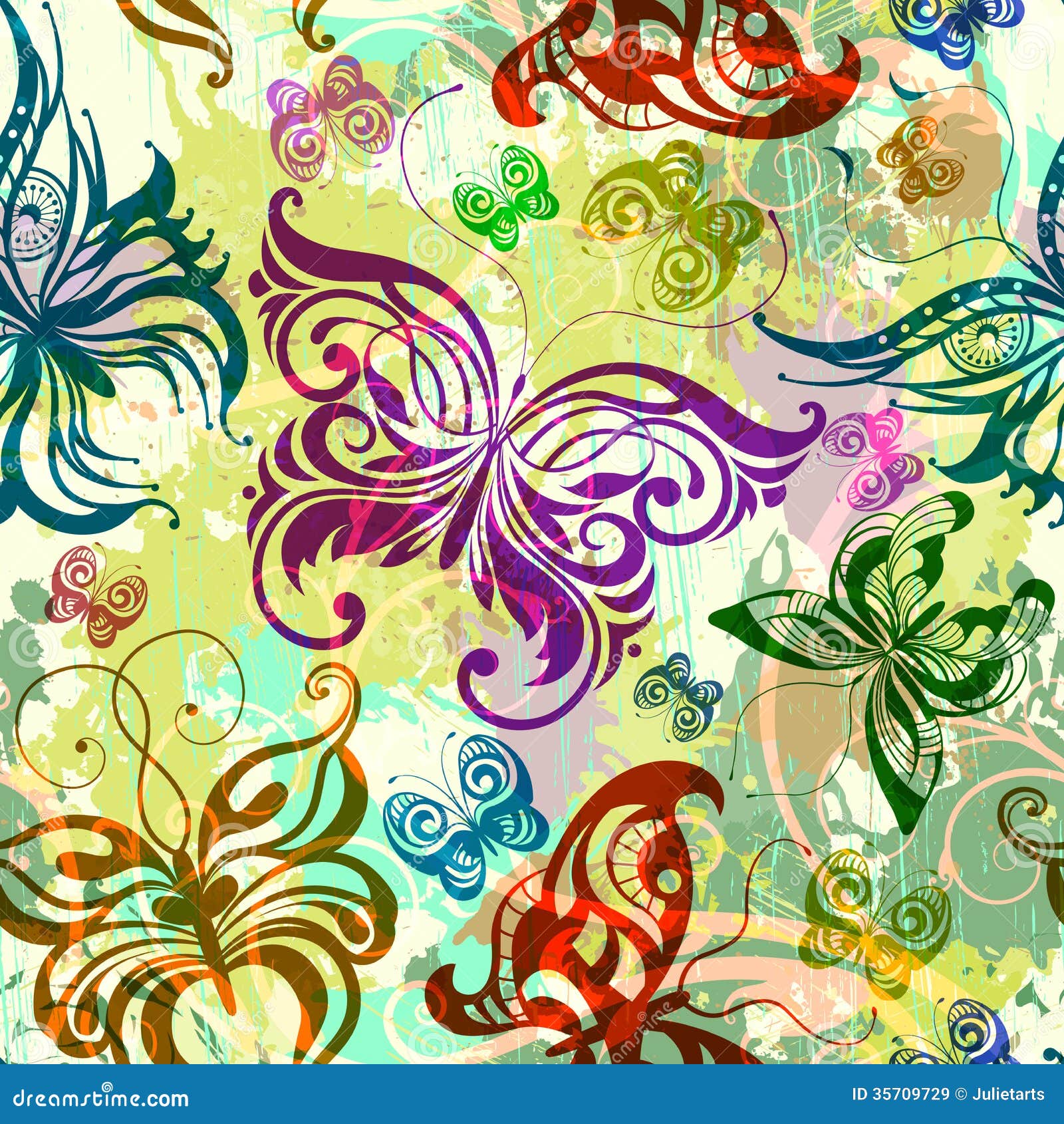 Butterfly Seamless Pattern. EPS 10 Stock Vector - Illustration of blue ...