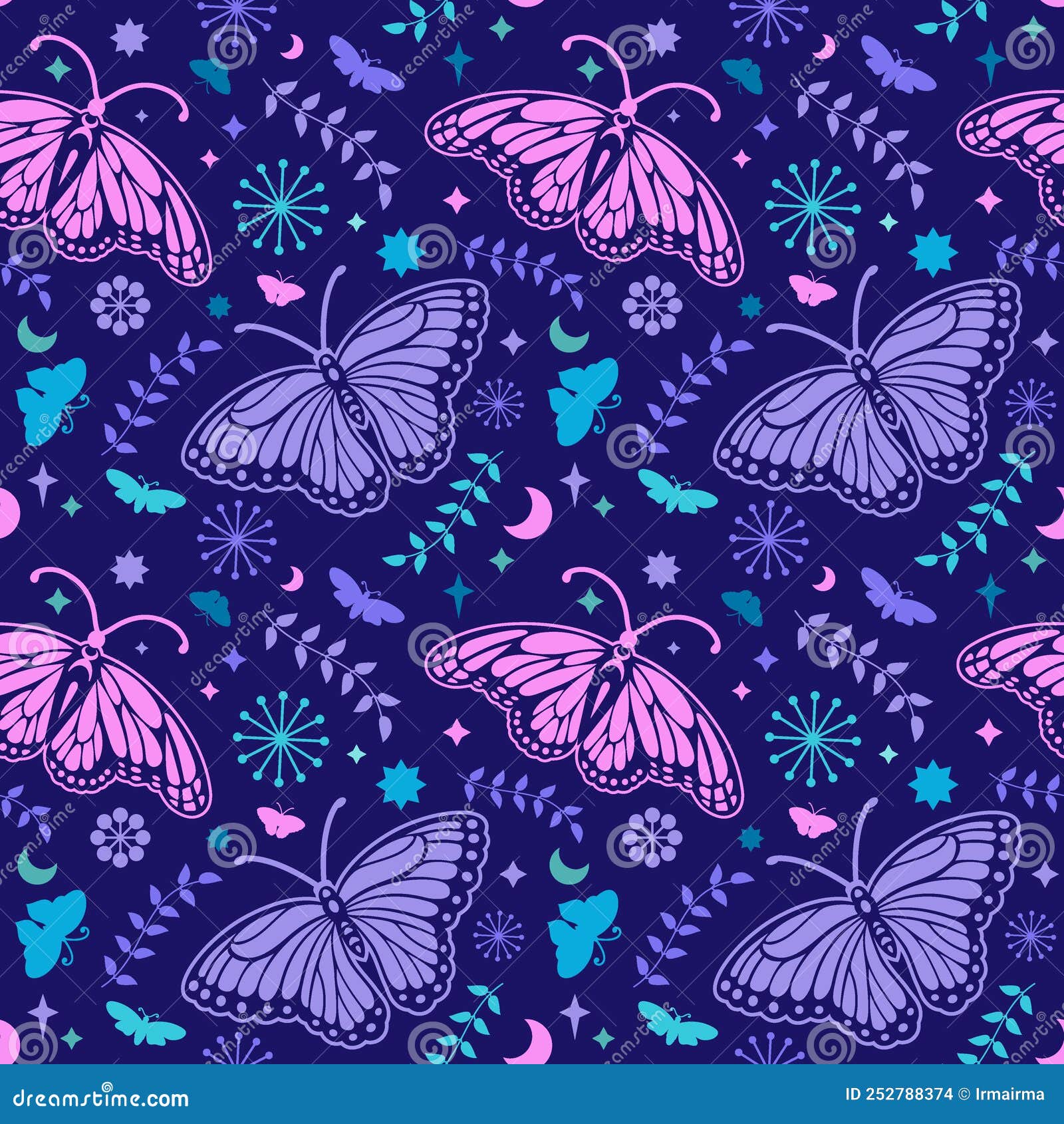 Butterfly seamless pattern stock vector. Illustration of summer - 252788374