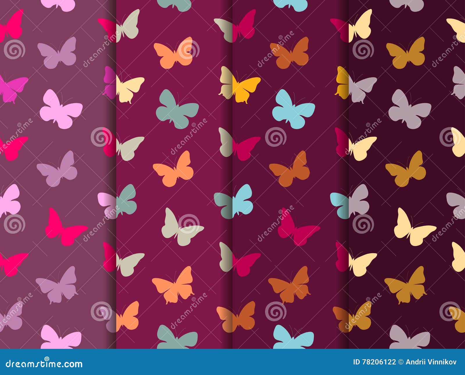 Butterfly Seamless Pattern. Set of Seamless Patterns. Multicolor ...