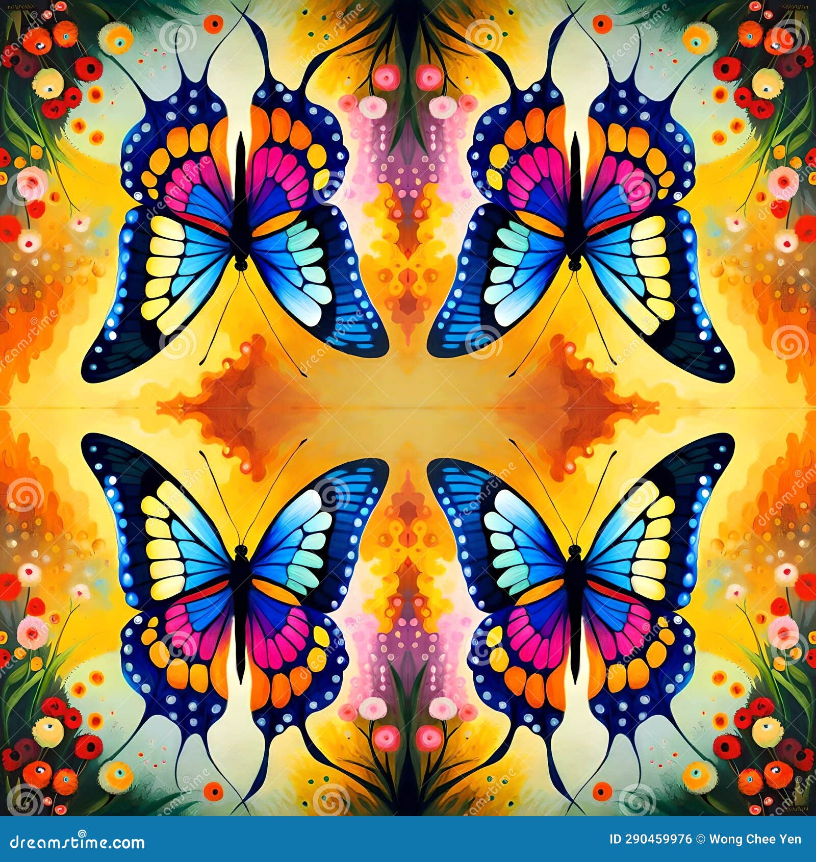 Butterfly Seamless Symmetrical Wallpaper Pattern Stock Photo - Image of ...