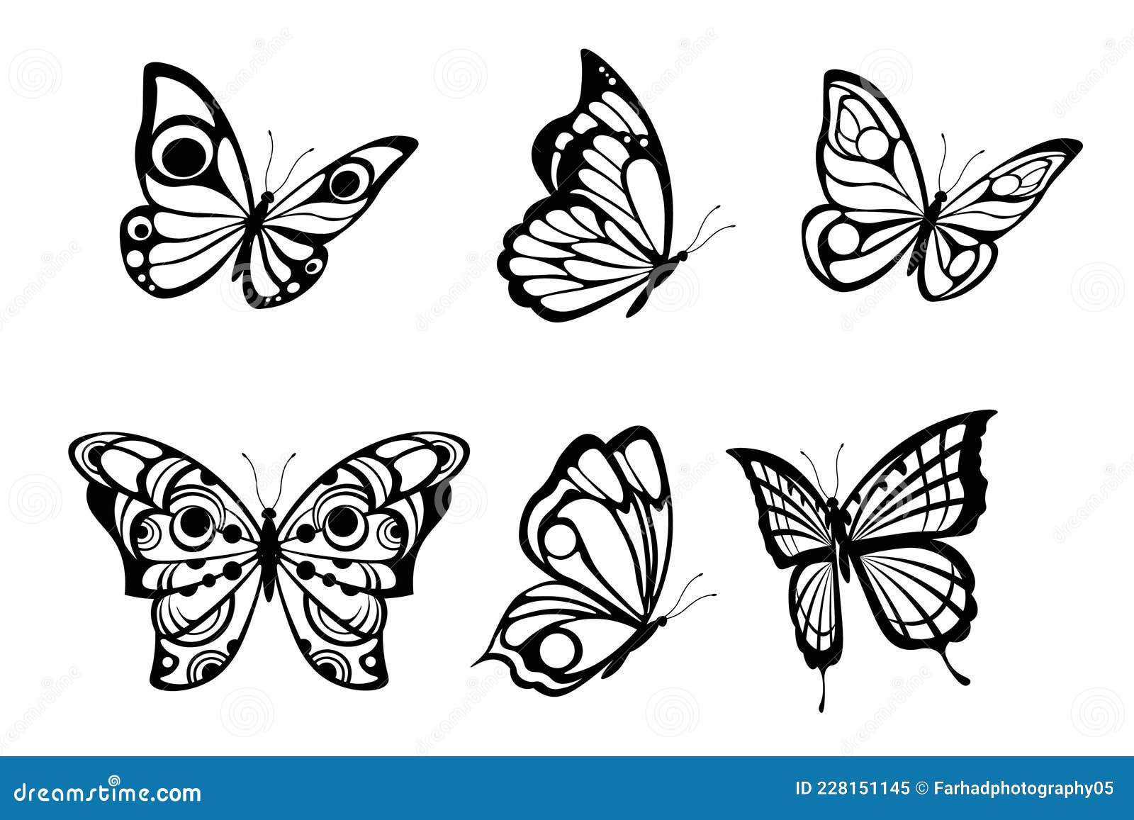 Butterfly Set, Butterfly Line Art Vector, Butterfly Icon, Butterfly ...