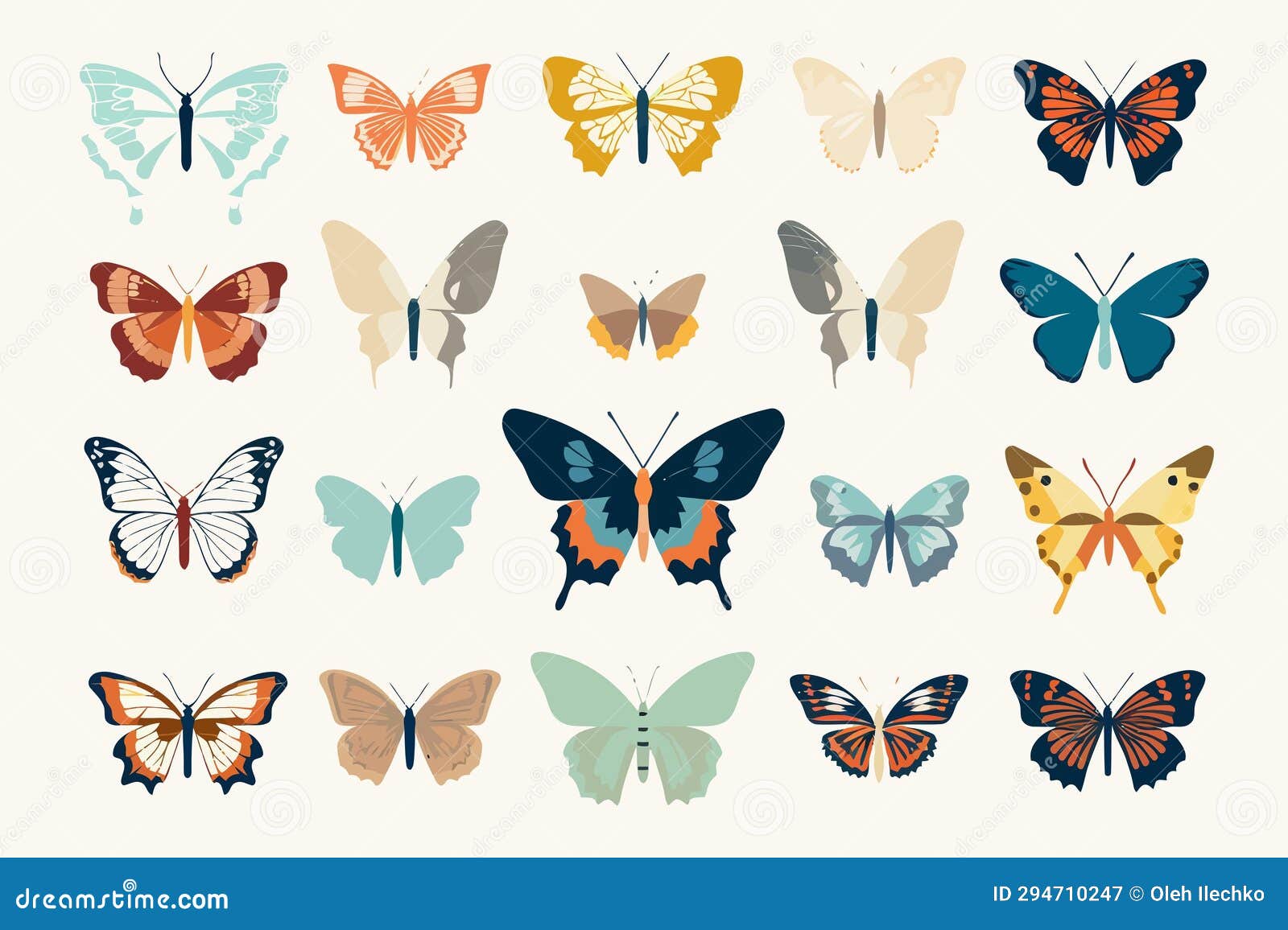 Butterfly Set Vector Flat Minimalistic Isolated Vector Style ...