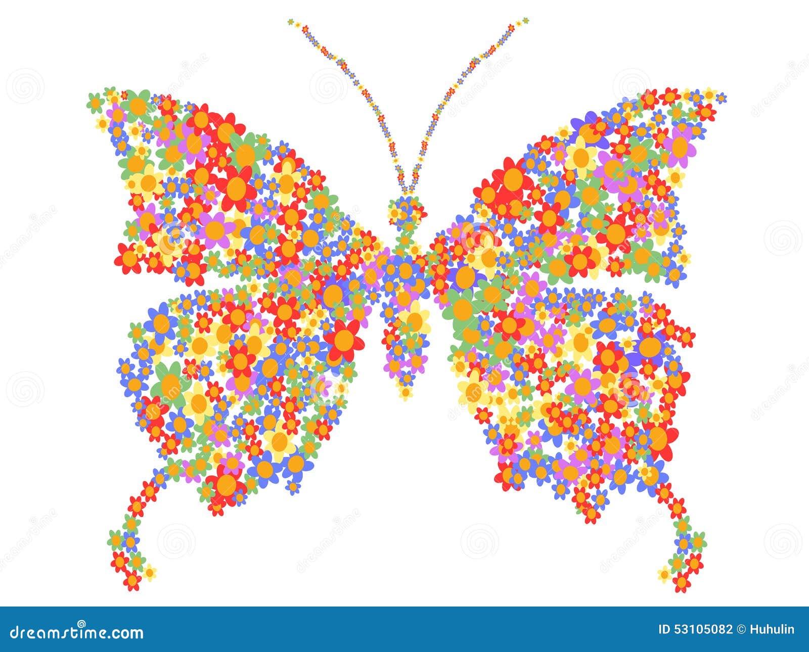 Butterfly Shape with Flowers Stock Vector - Illustration of design ...