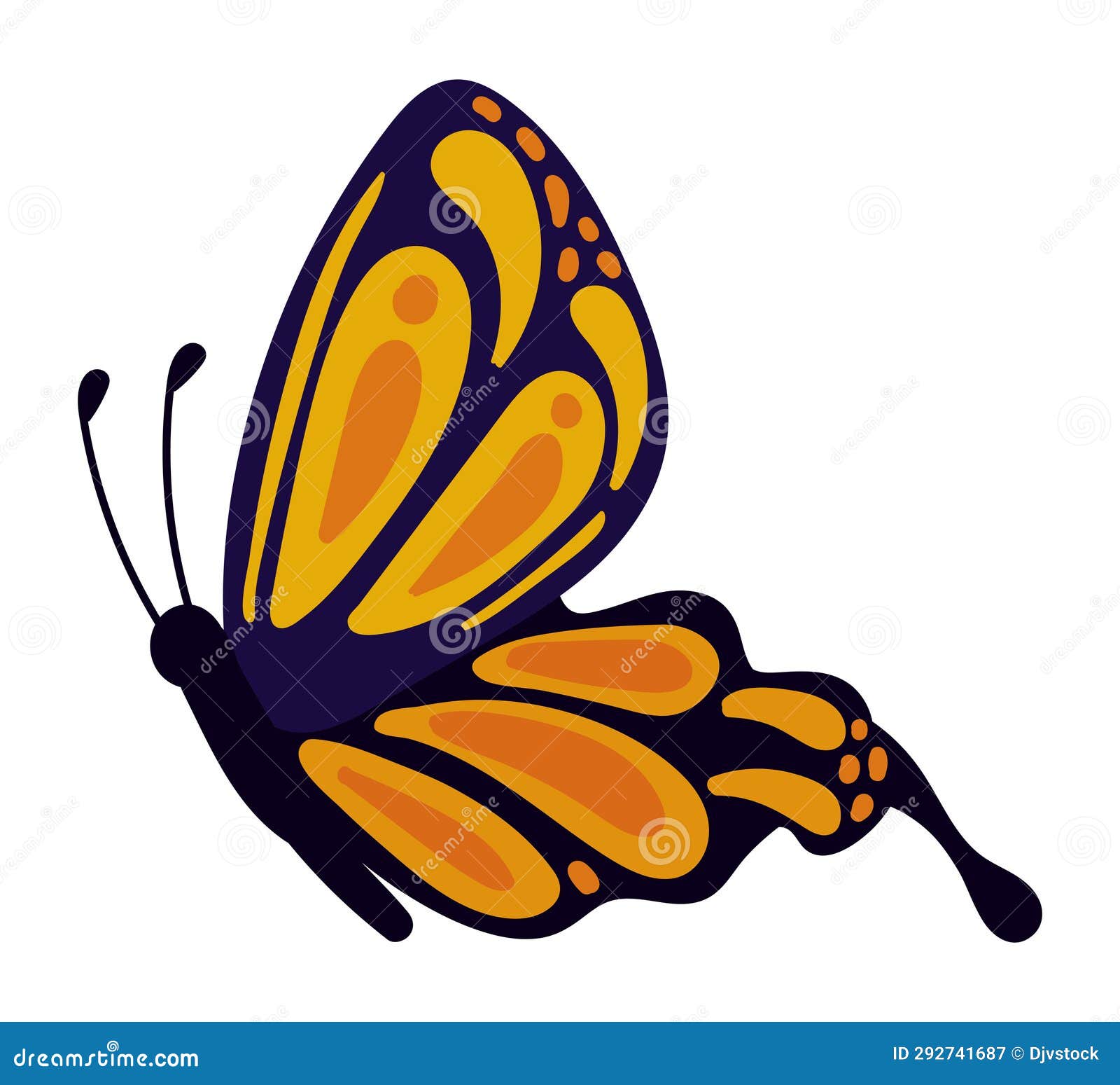 Butterfly side view stock vector. Illustration of isolated - 292741687