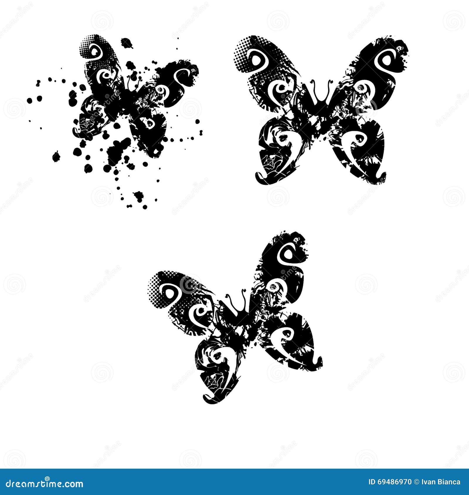 Butterfly Silhouettes stock vector. Illustration of filigree - 69486970