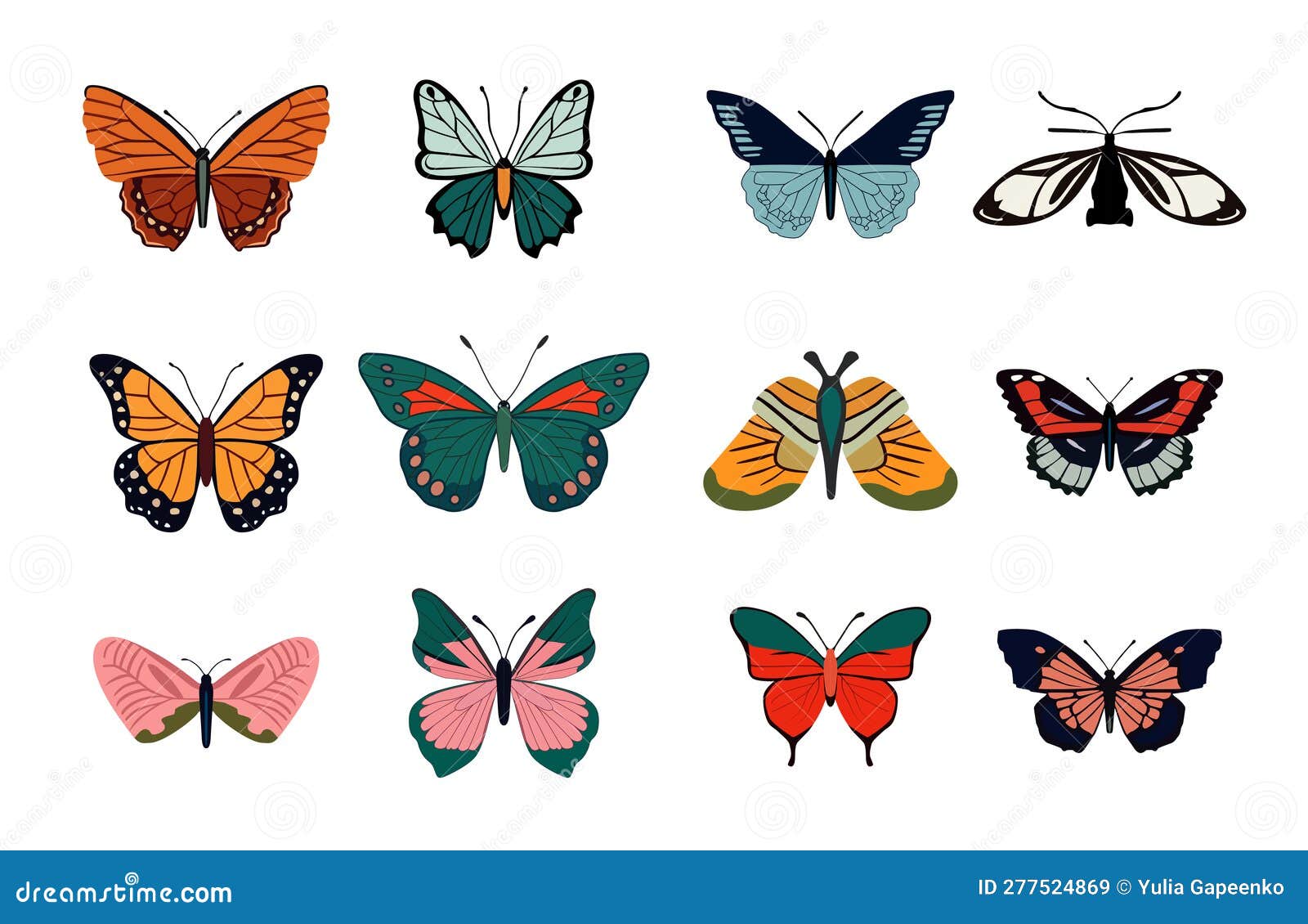 Butterfly Simple Icon Set. Vector Illustration. EPS10 Stock Vector - Illustration of summer ...
