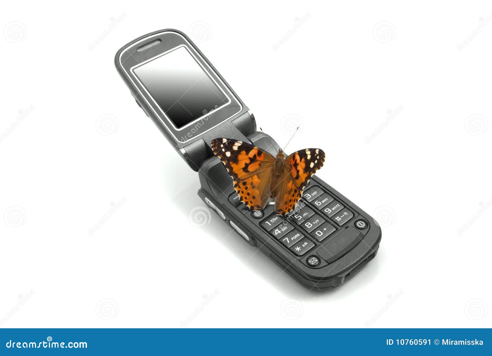 Butterfly Sitting on a Mobile Phone Stock Image - Image of modern, help ...