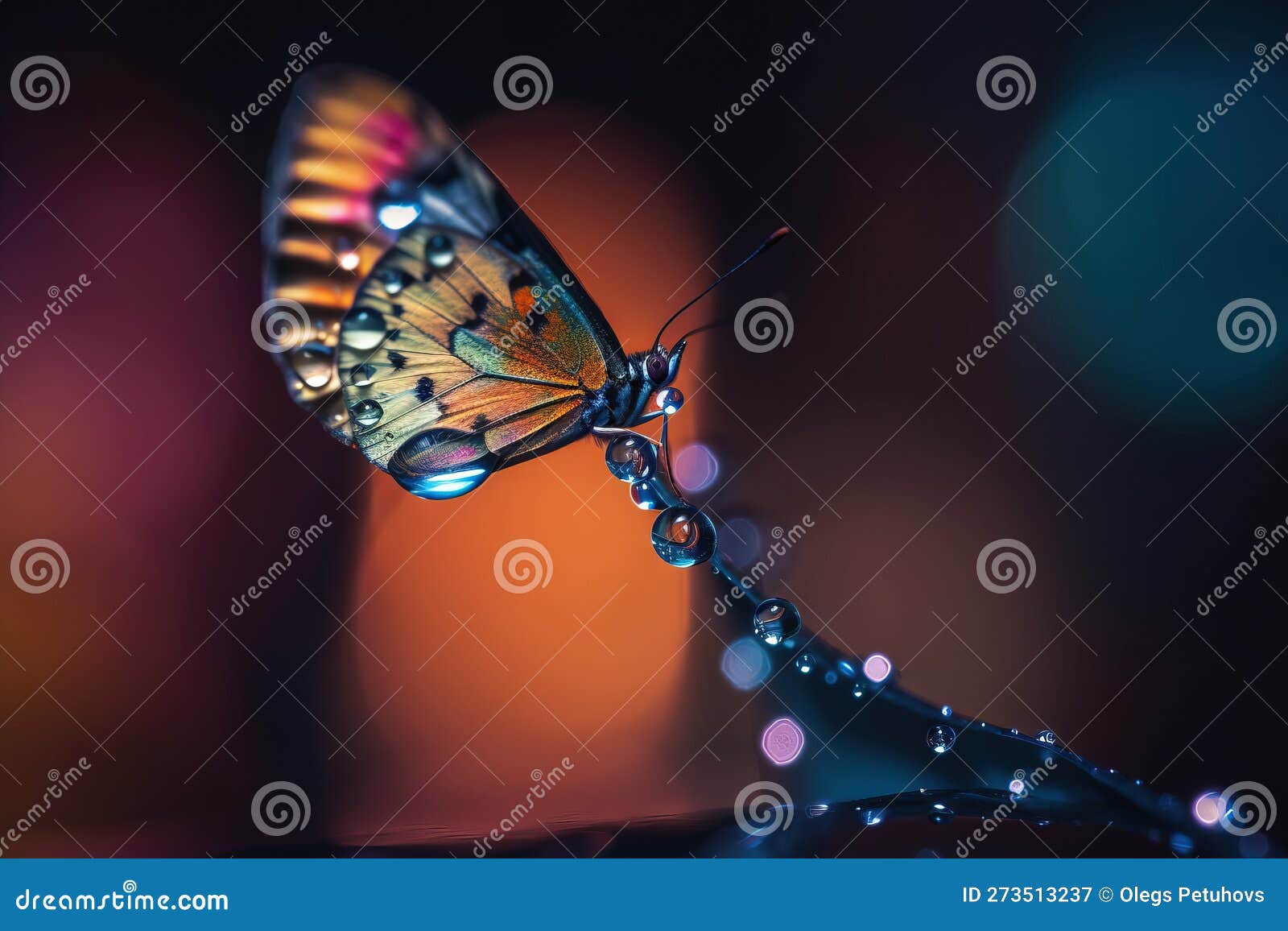 A Butterfly is Sitting on Top of a Drop of Water Stock Illustration ...