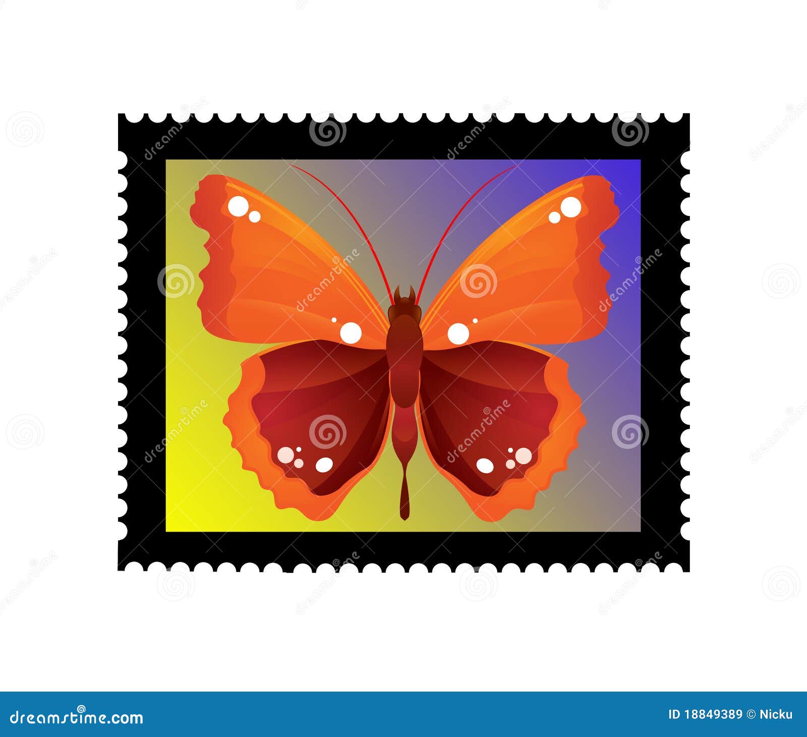 Butterfly Stamp Illustration Stock Illustration - Illustration of white ...