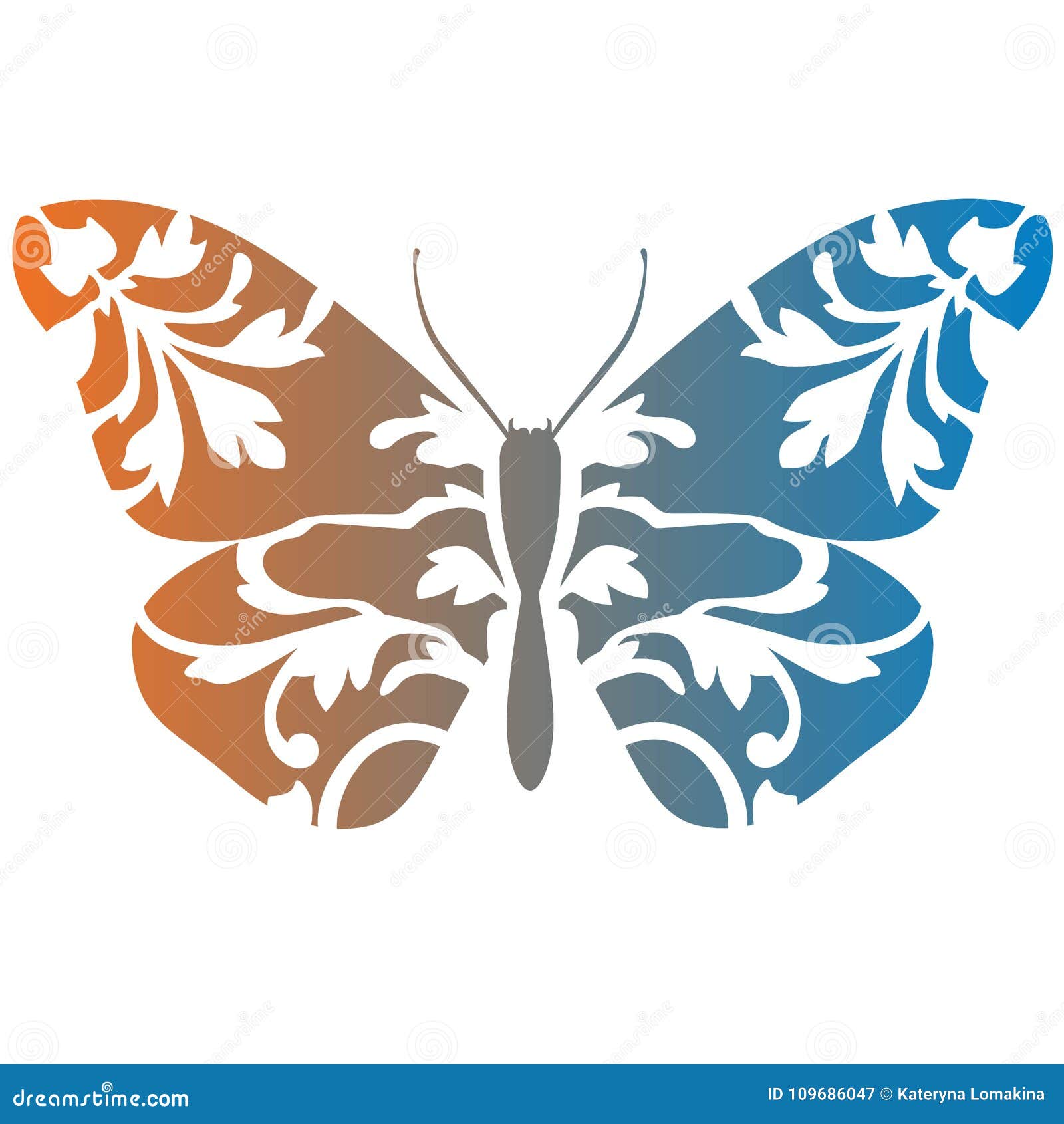 Butterfly Stencil Art Gradient Stock Vector - Illustration of paper ...
