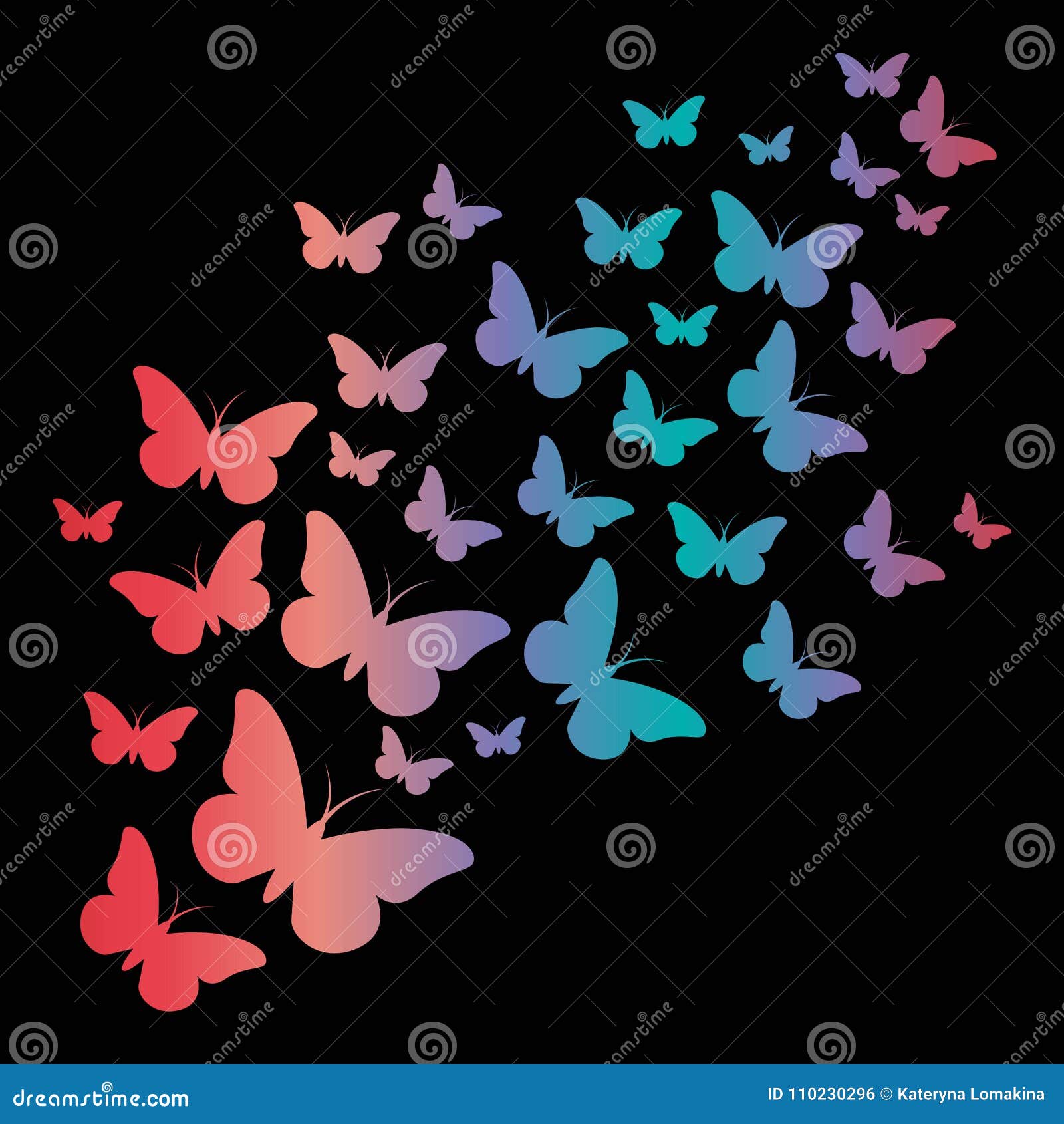 Butterfly Stencil Gradient Art Stock Illustration - Illustration of ...