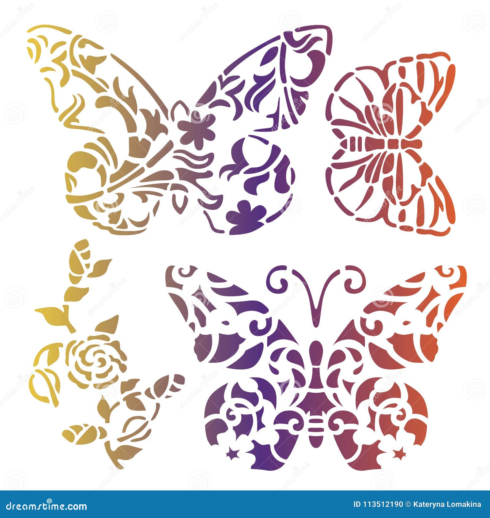 Butterfly Stencils For Decorative Design Cartoon Vector | CartoonDealer ...