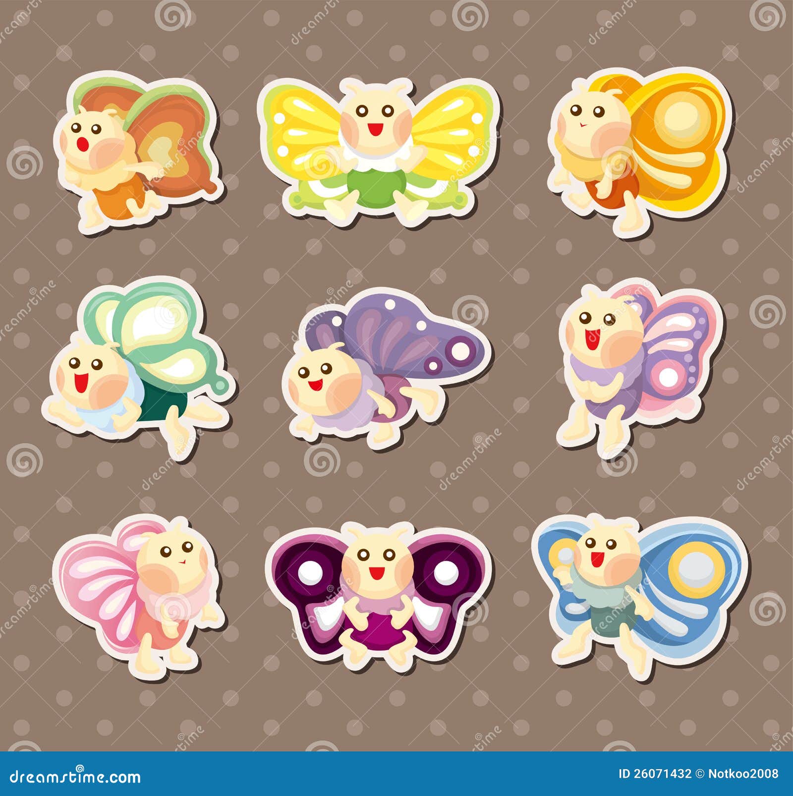 Butterfly stickers stock vector. Illustration of cartoon - 26071432