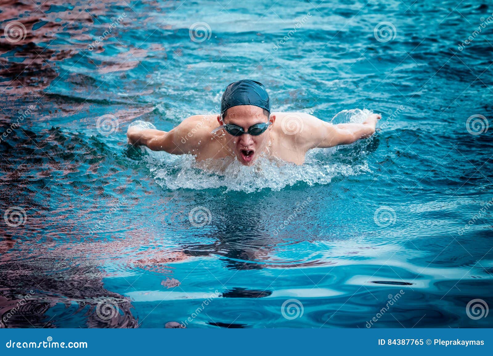 Butterfly Stroke Swimming Action Stock Image - Image of outdoors ...