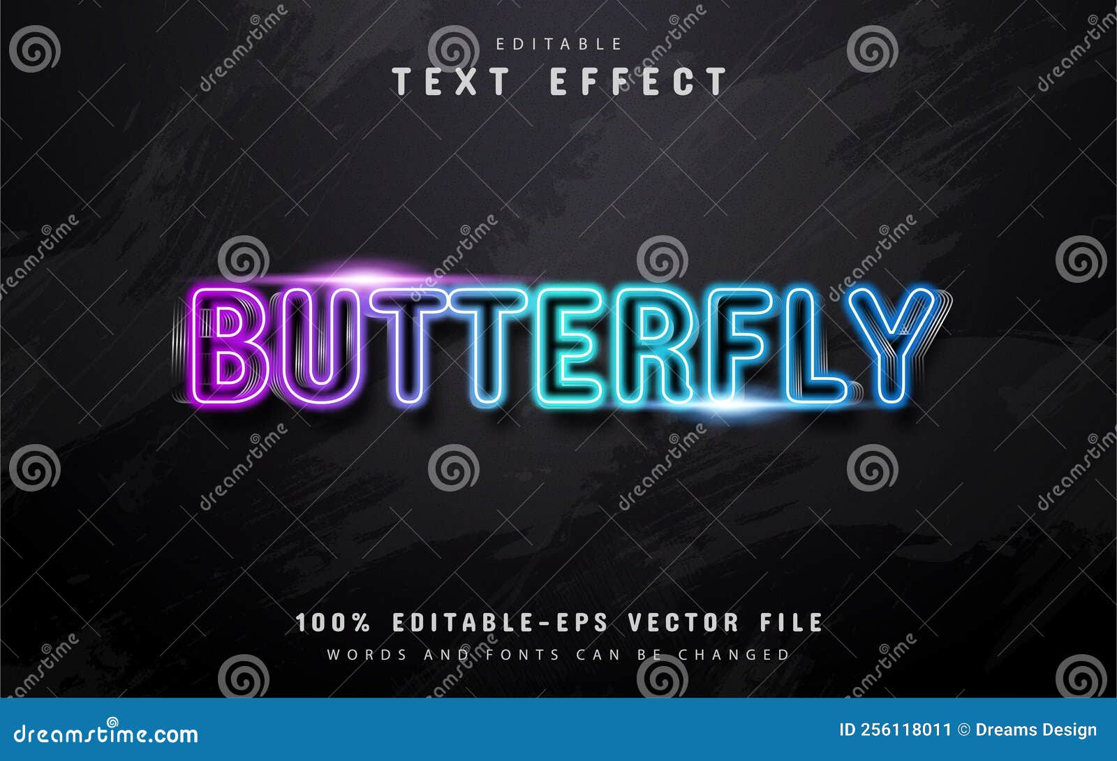 Butterfly Text, Colorful Neon Style Text Effect Stock Vector ...