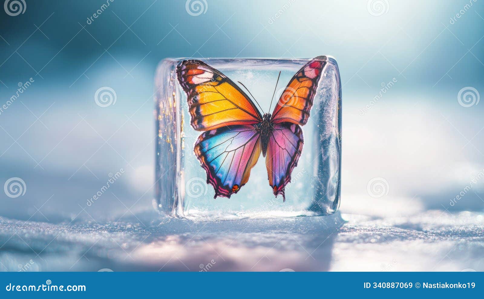 Butterfly Trapped in Ice Cube, Surreal Concept Stock Image - Image of ...